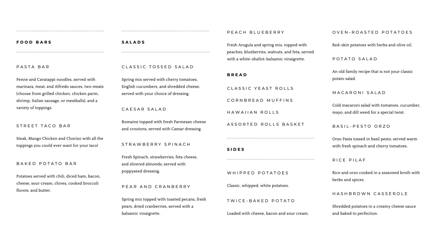 Menu — Take Out 250