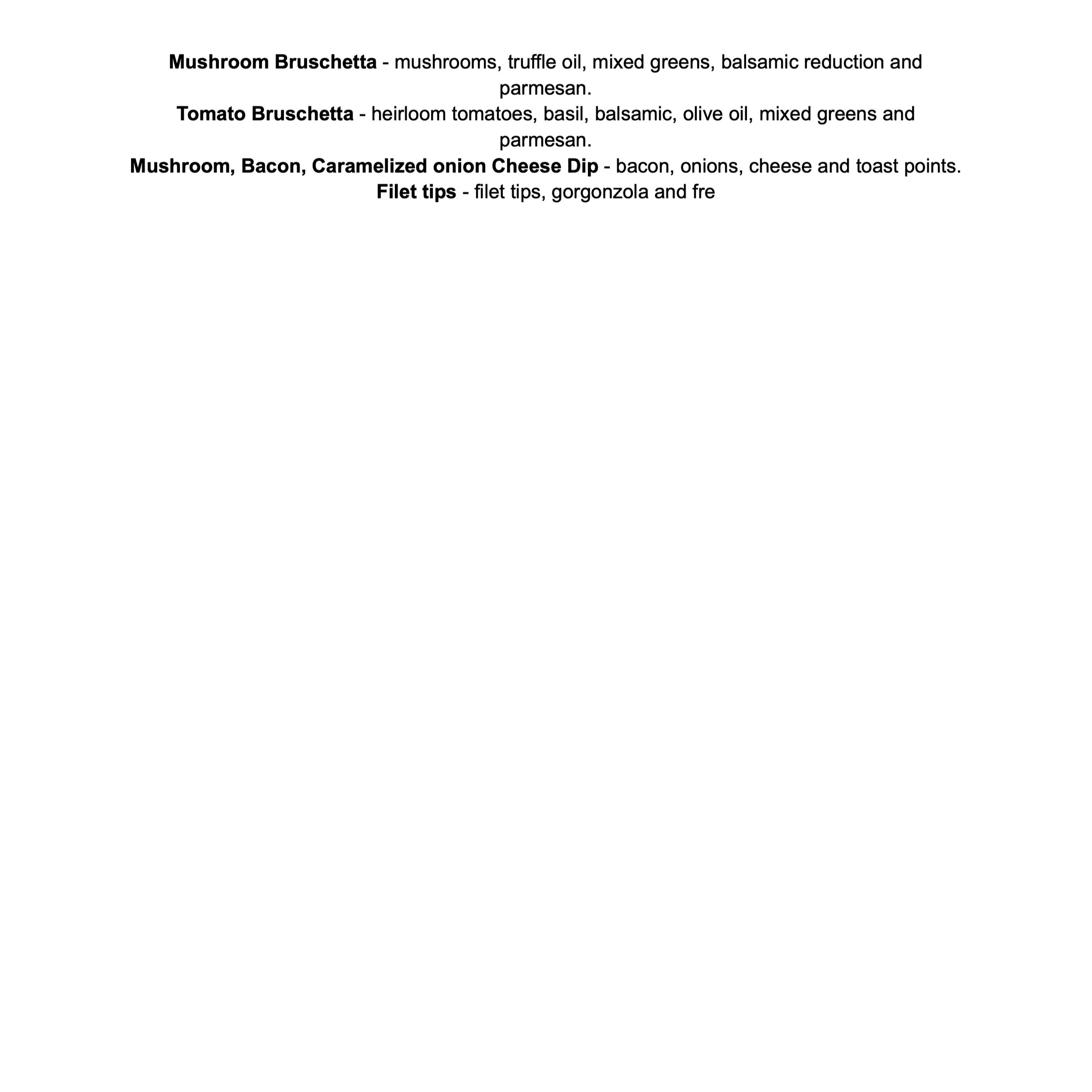 Menu — Perron's Sul Lago