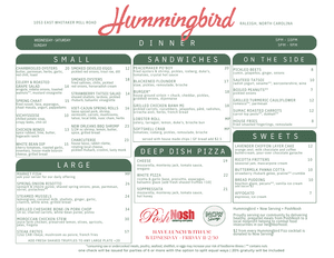 Menu — Hummingbird