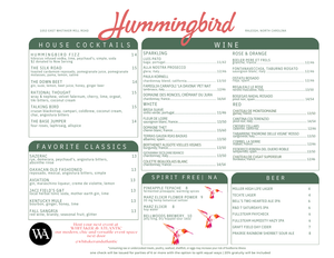 Menu — Hummingbird