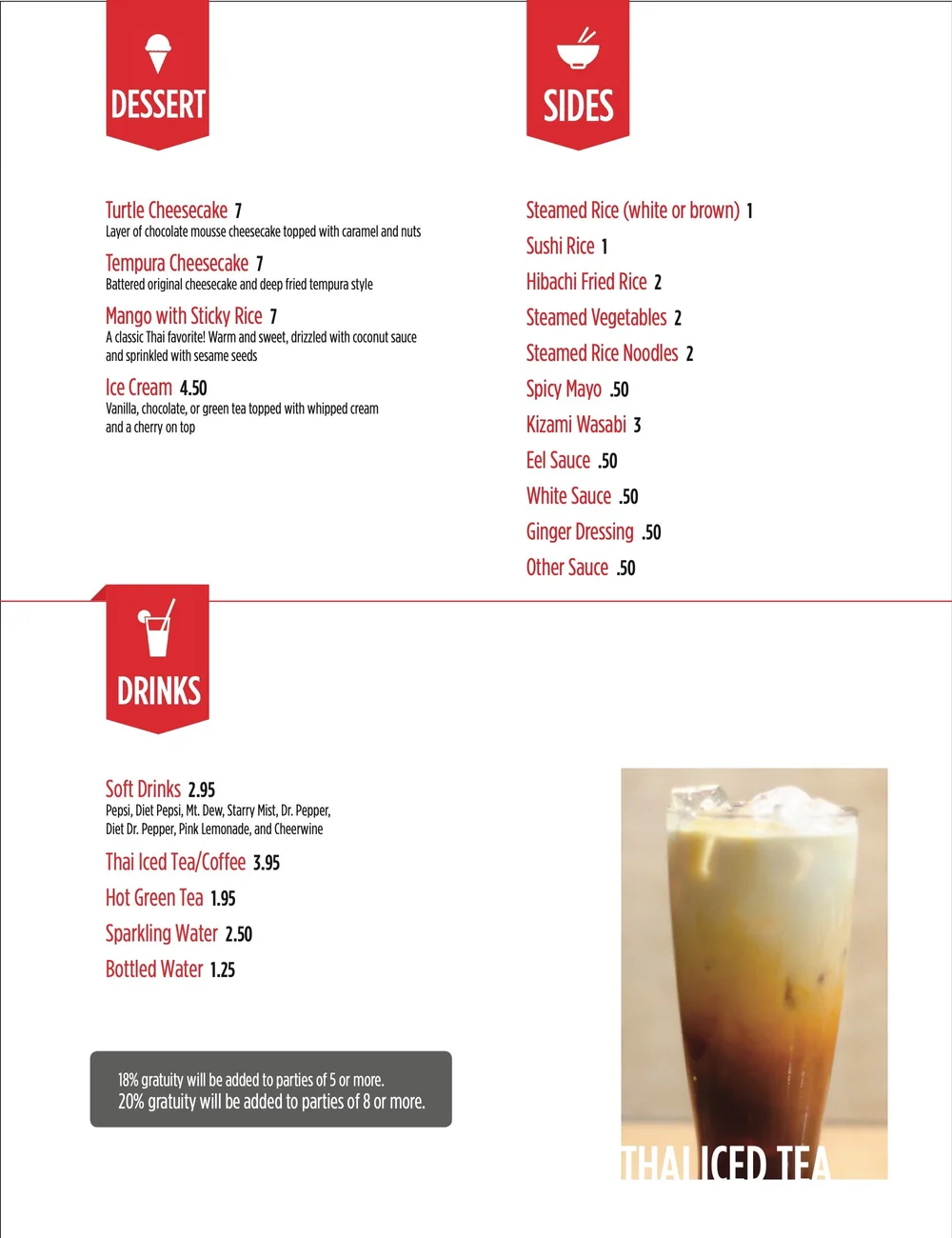 Menu — Spicy 9 Sushi Bar & Asian Restaurant