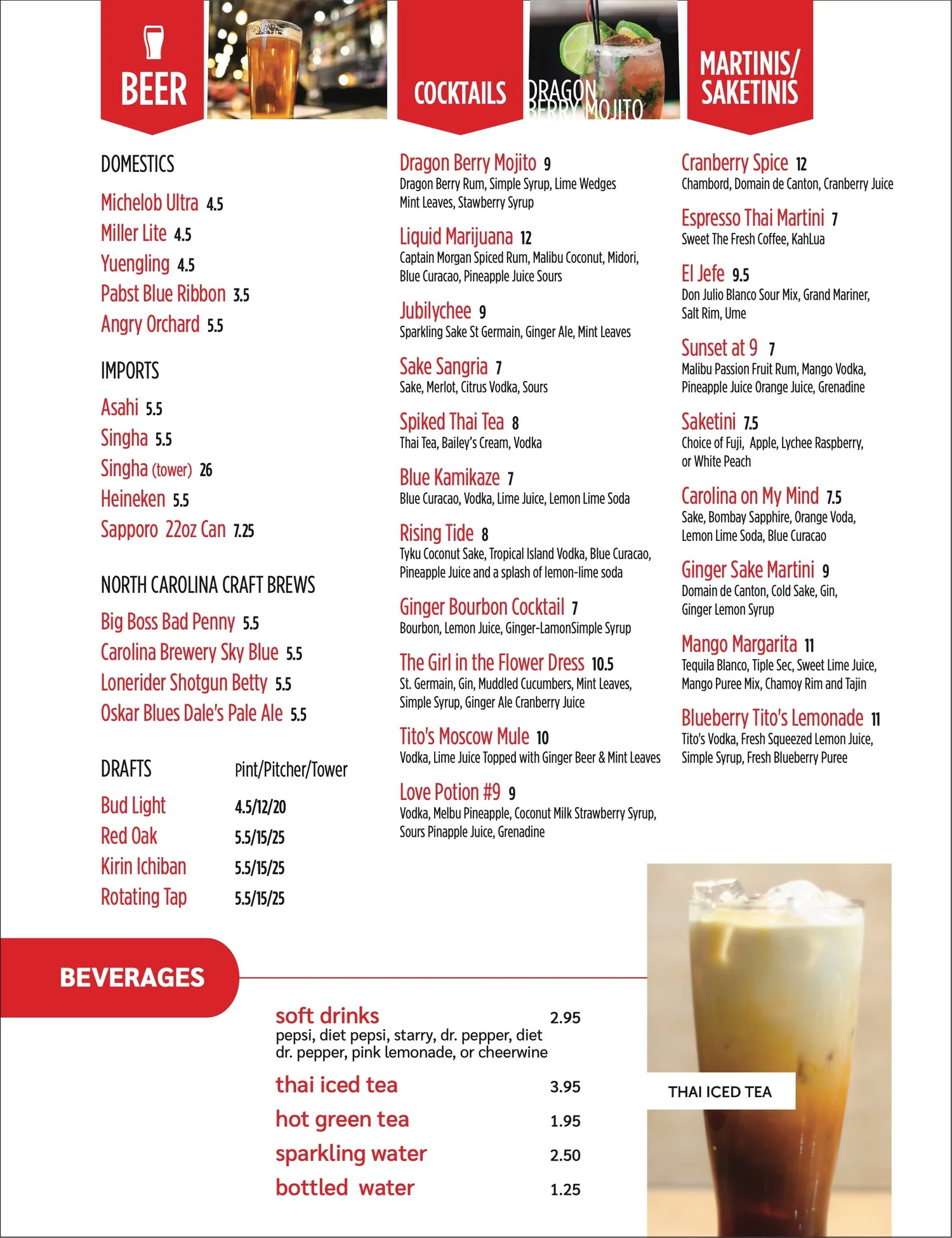 Menu — Spicy 9 Sushi Bar & Asian Restaurant