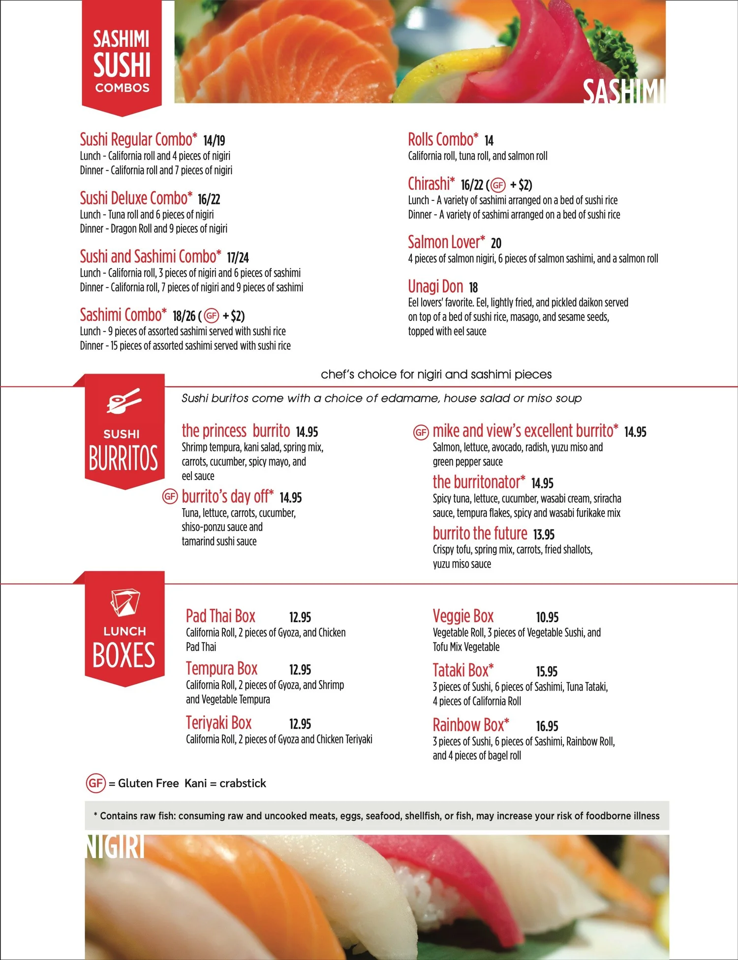 Menu — Spicy 9 Sushi Bar & Asian Restaurant
