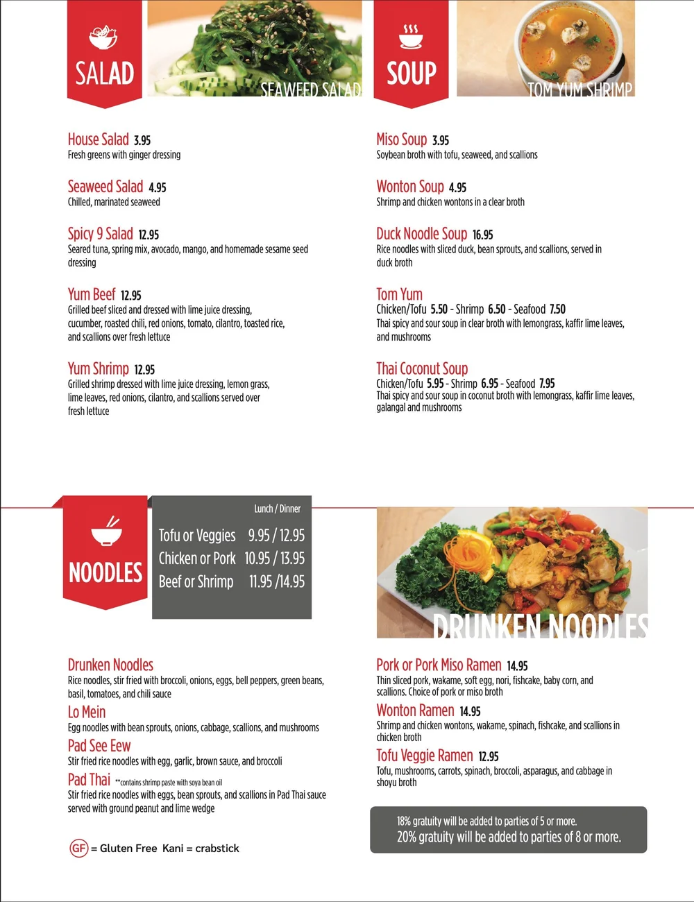 Menu — Spicy 9 Sushi Bar & Asian Restaurant