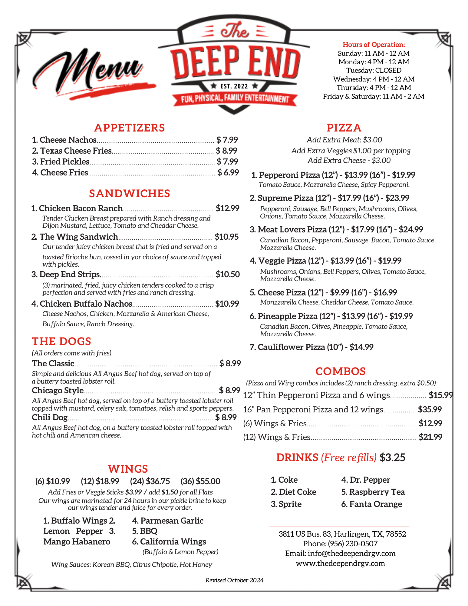 Menu — The Deep End