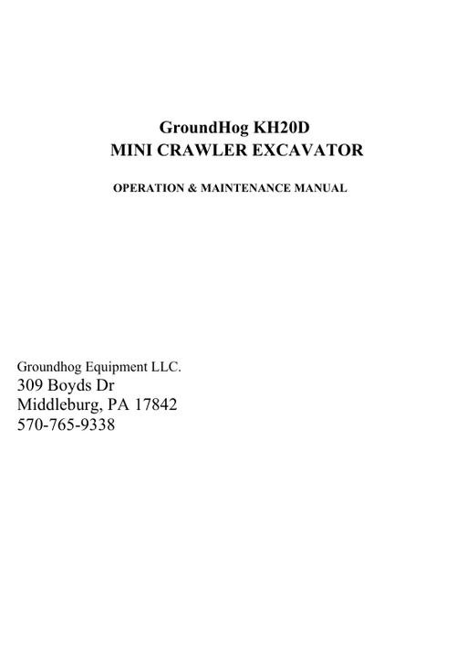 Mini Excavator Manuals – Operation, Parts, and Maintenance Guides ...