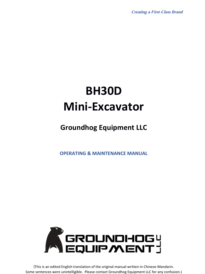 Mini Excavator Manuals – Operation, Parts, and Maintenance Guides ...