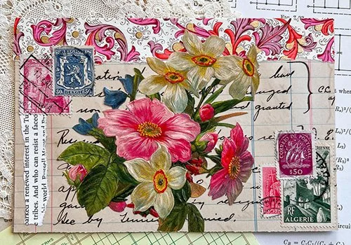Making postcard art valentines — Margarete Miller - Collage art
