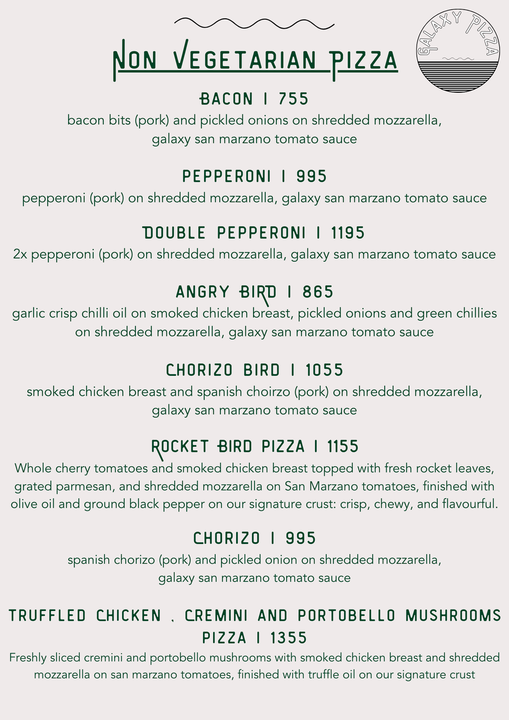 Menu — Galaxy Pizza
