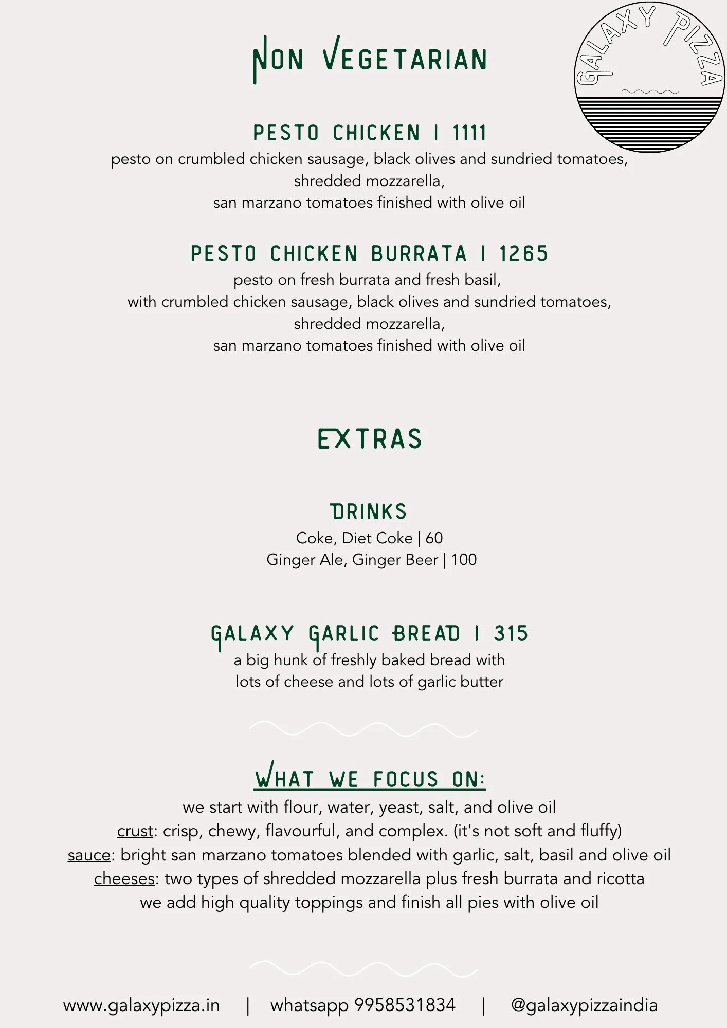 Menu — Galaxy Pizza