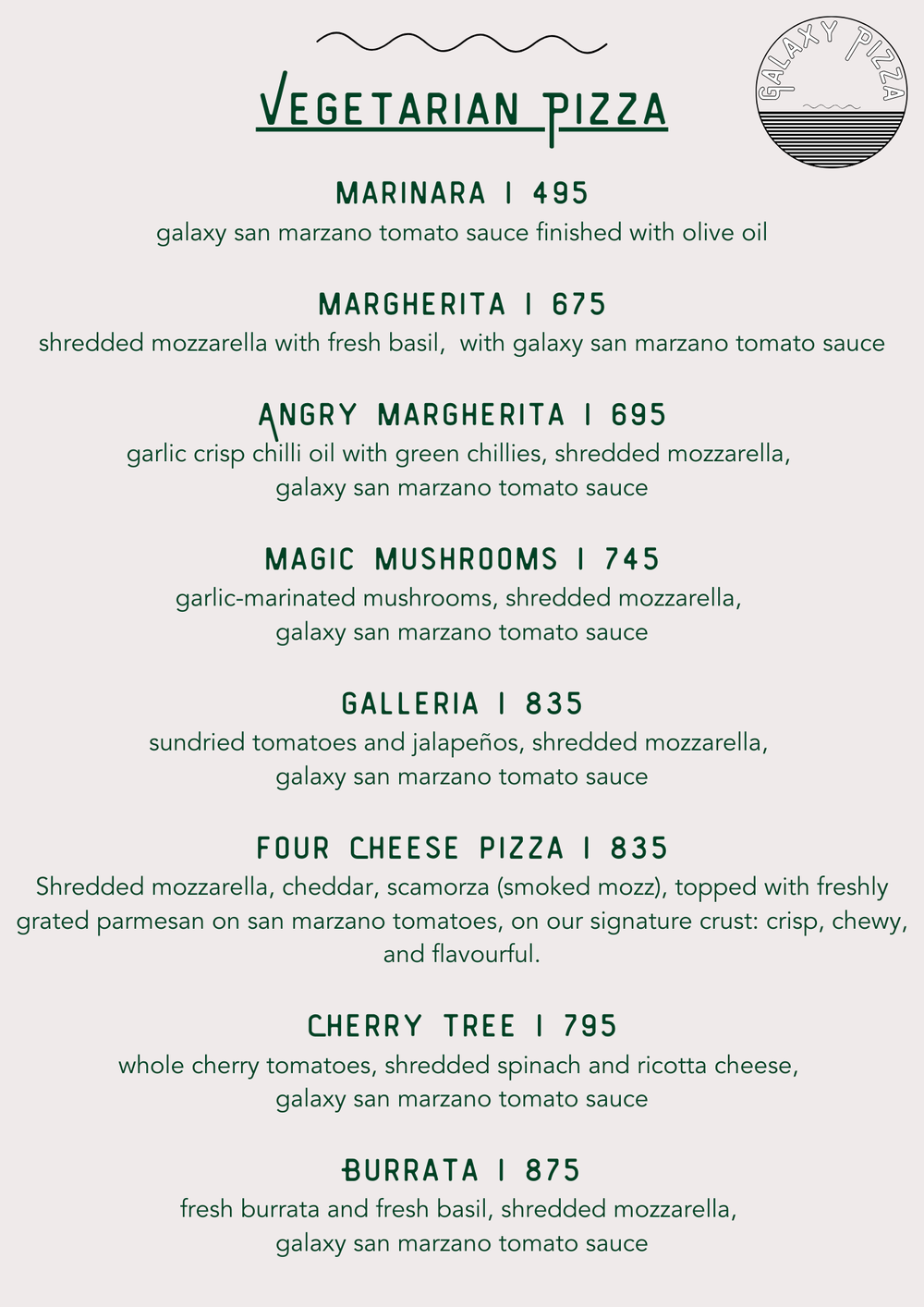 Menu — Galaxy Pizza