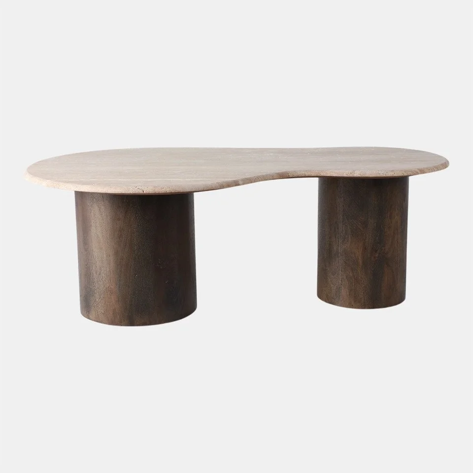 Curvy Travertine Top Coffee Table $845 — Viva Carpets & Home
