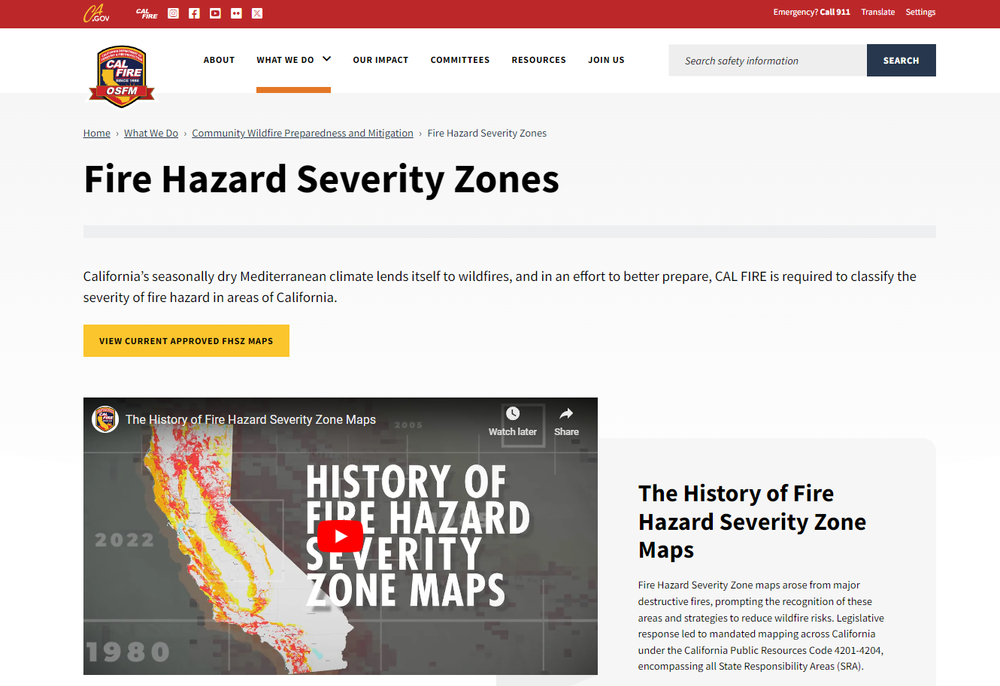 CalFire Hazard Severity Zones — Wildfire Resilience Collaborative of ...