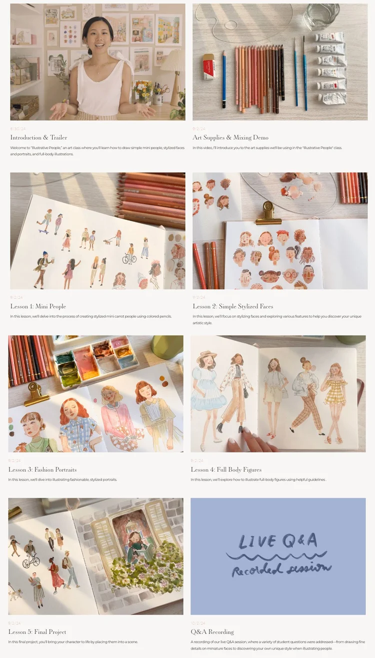 Illustrative People Landing — Dear Elaine: Cozy art classes for ...