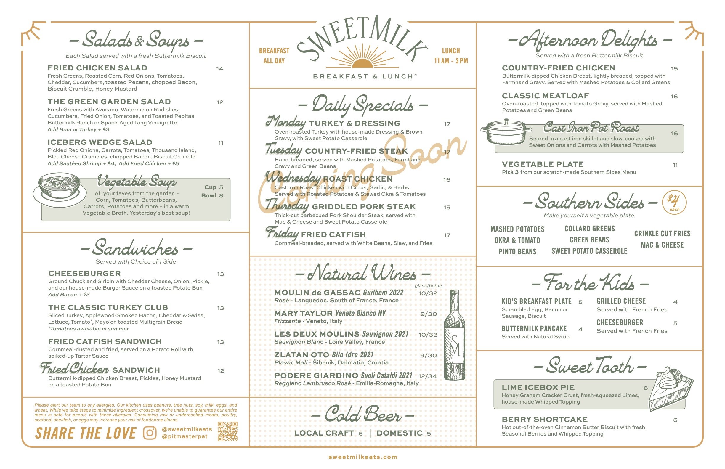 Menu — SweetMilk