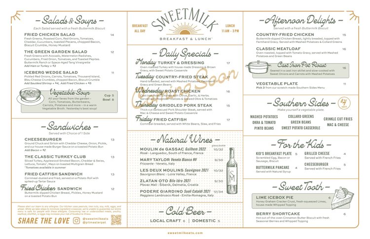 Menu — SweetMilk