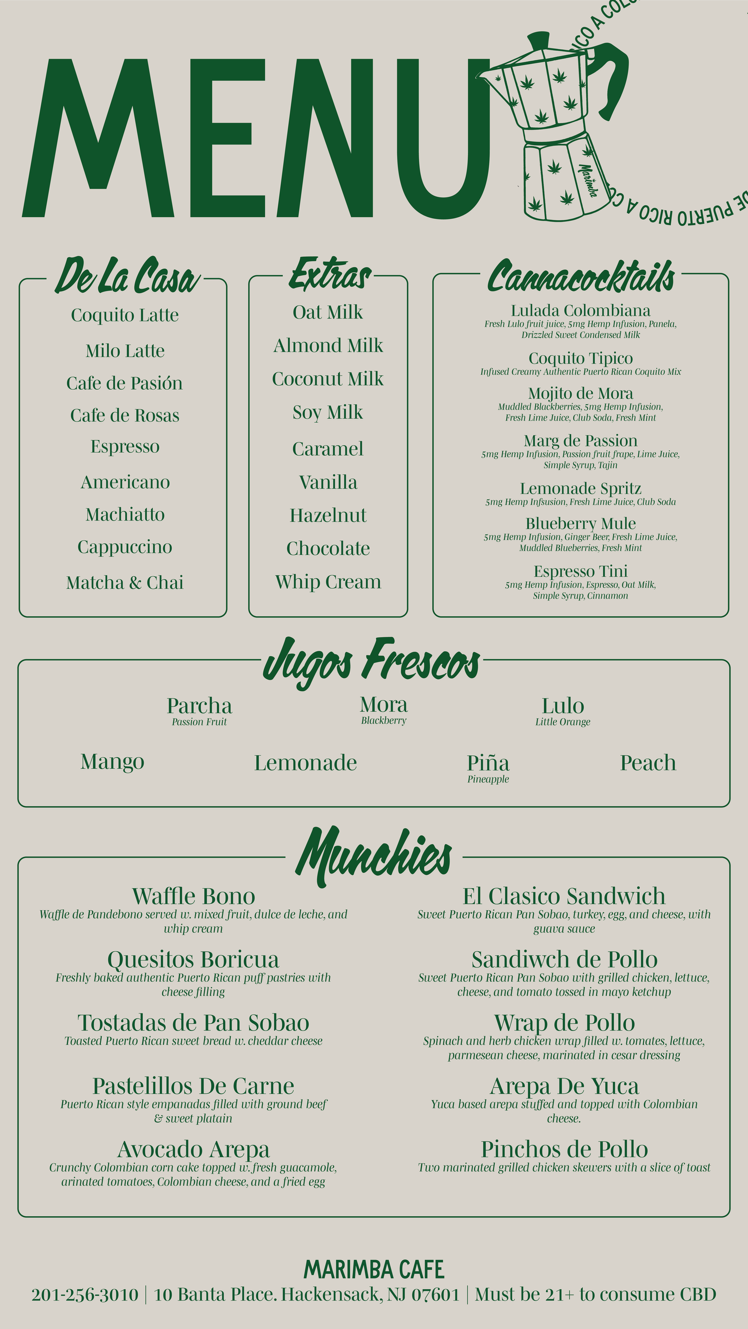 Menu — Marimba Cafe