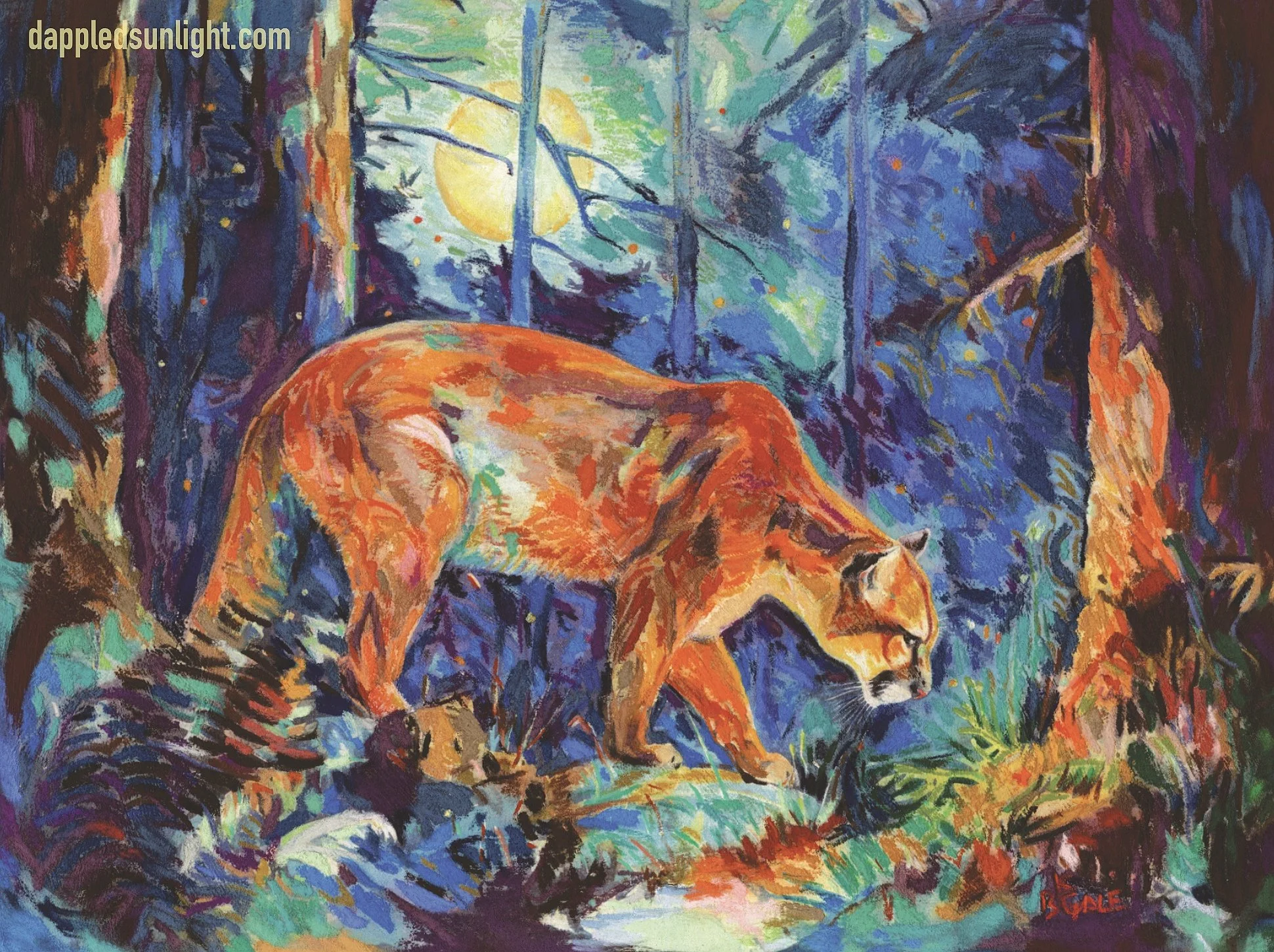 Lion in Moonlight — Dappled Sunlight Art