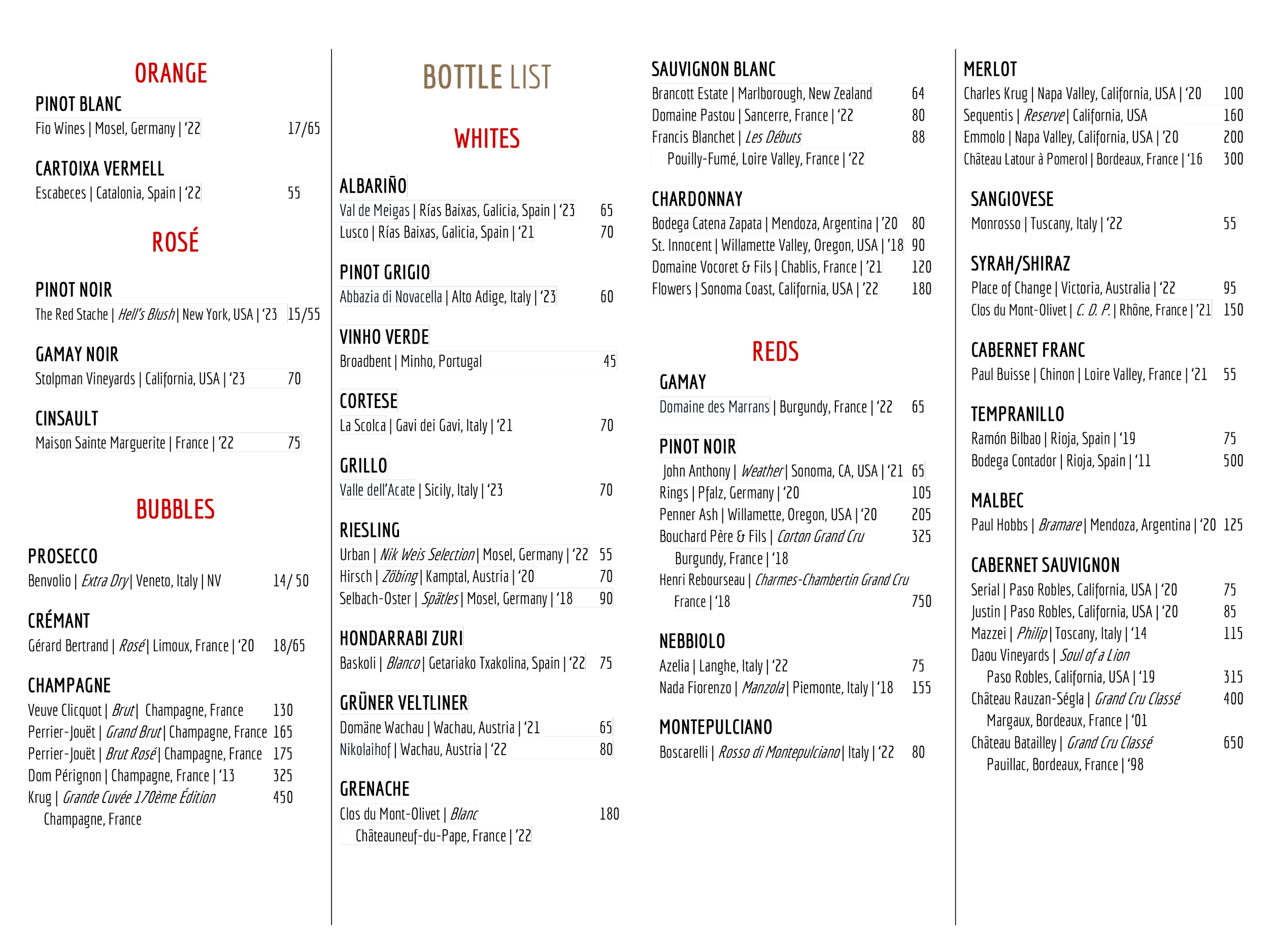 Menu — The Red Stache