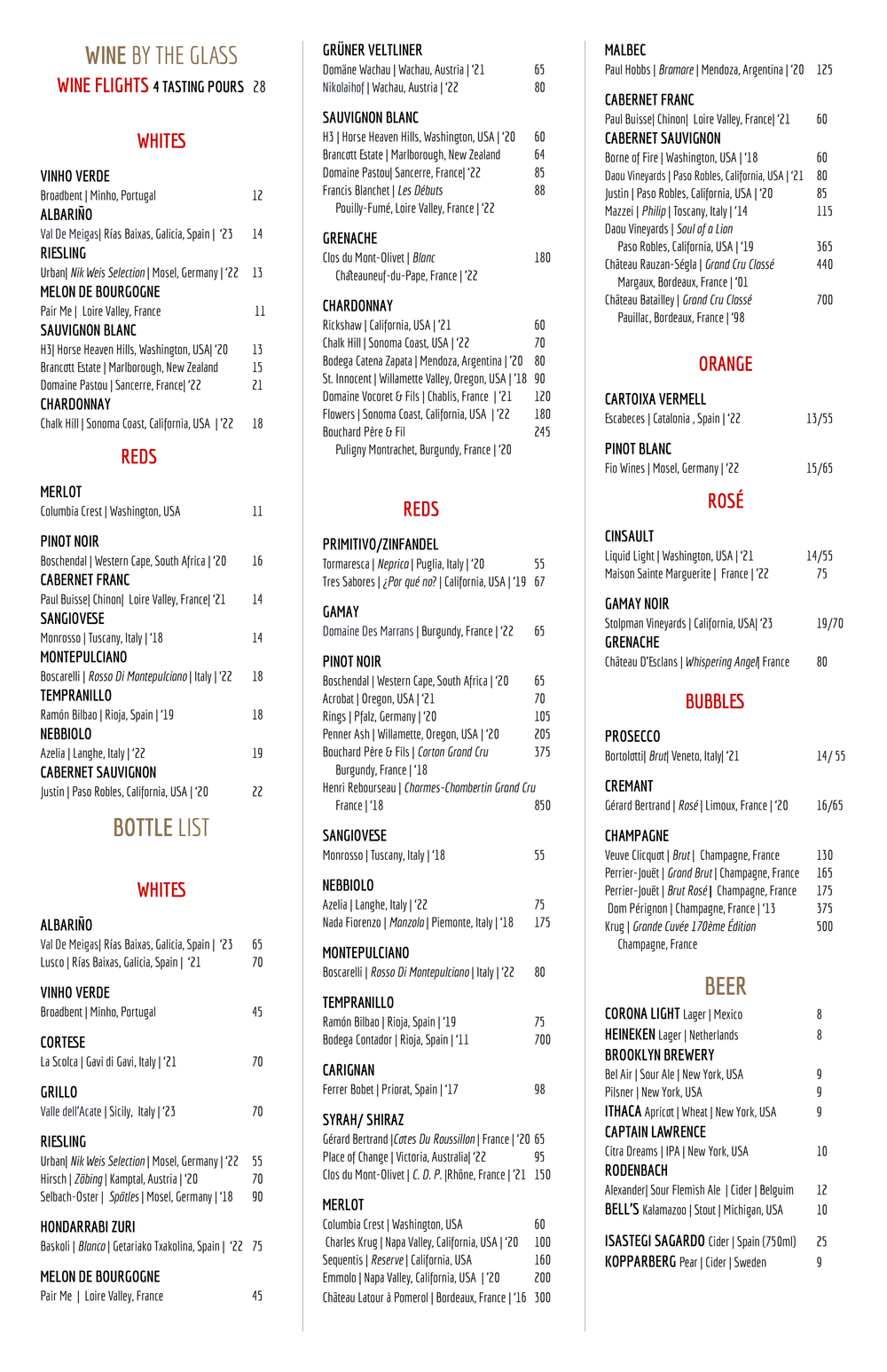 Menu — The Red Stache