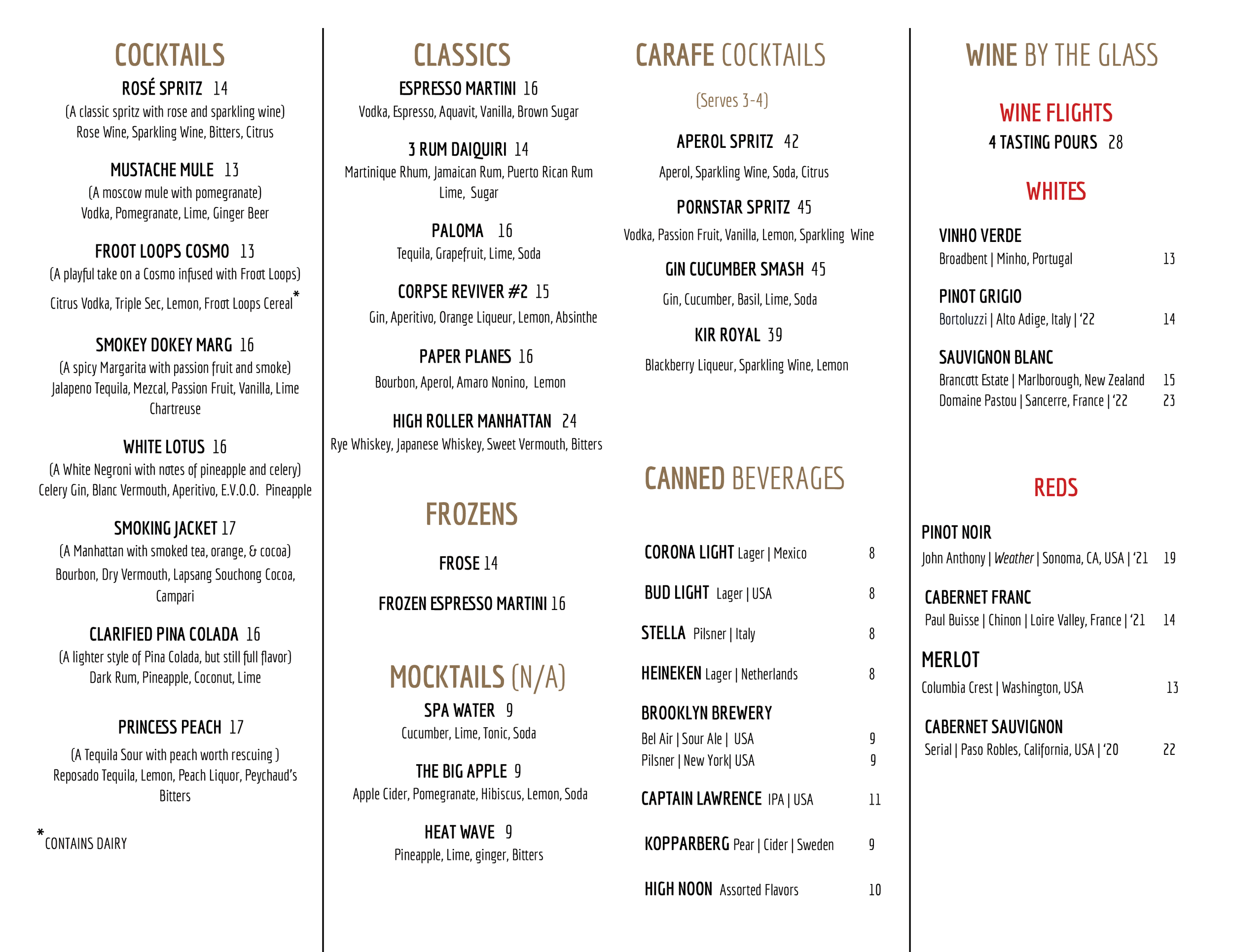 Menu — The Red Stache