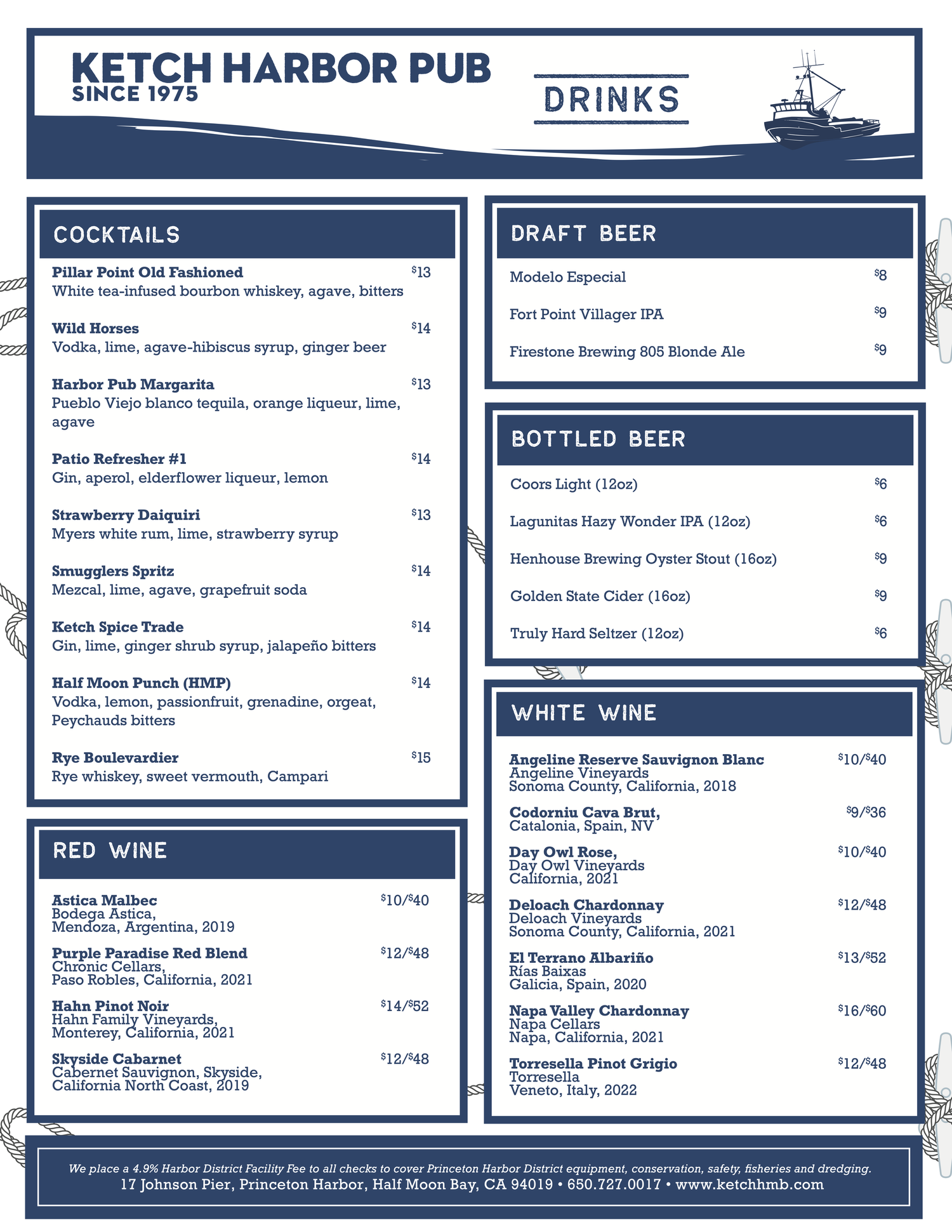 Menus | KETCH | Half Moon Bay