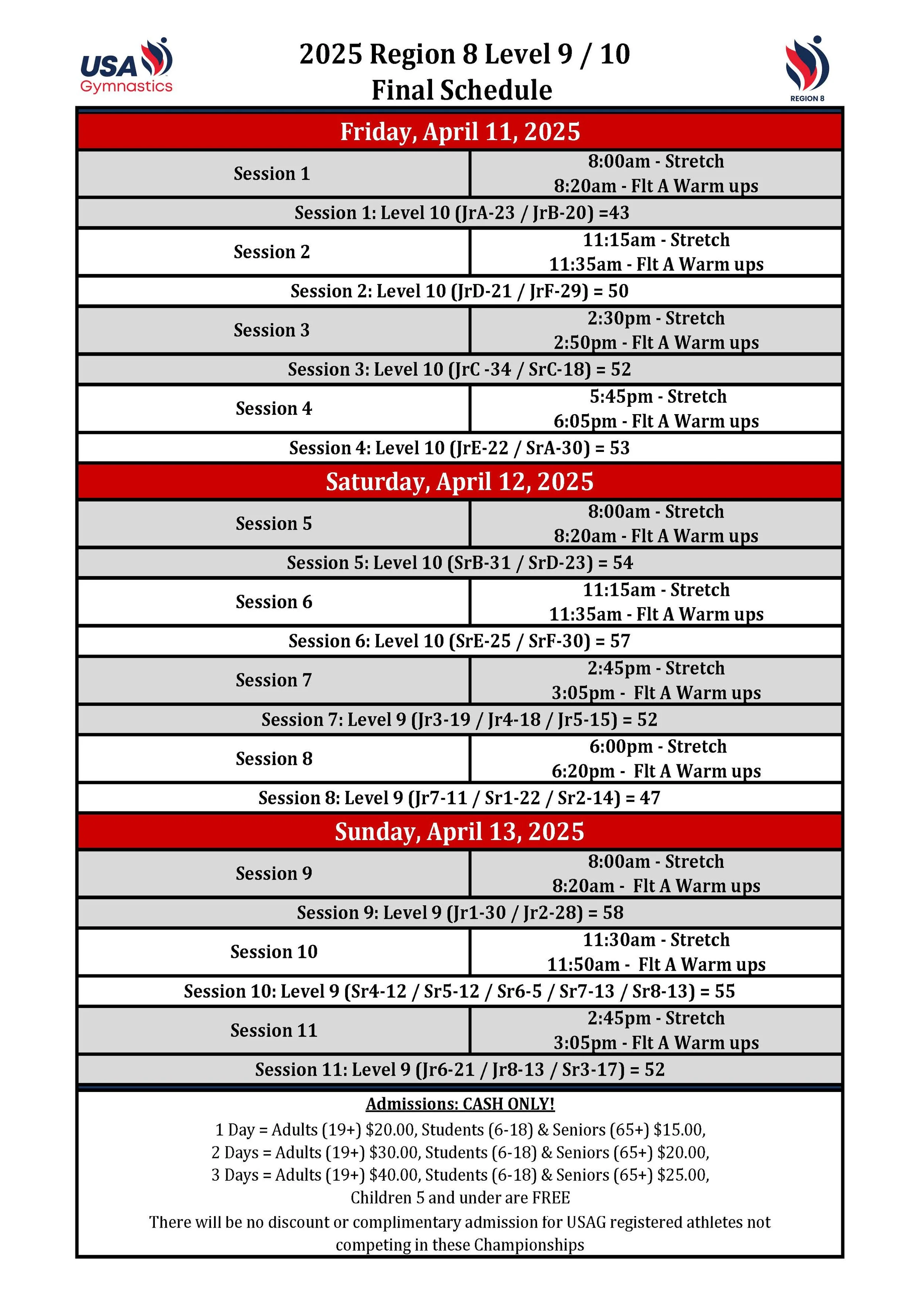 2025 Regional Competition Info | USAG Region 8 — USA Gymnastics Region 8