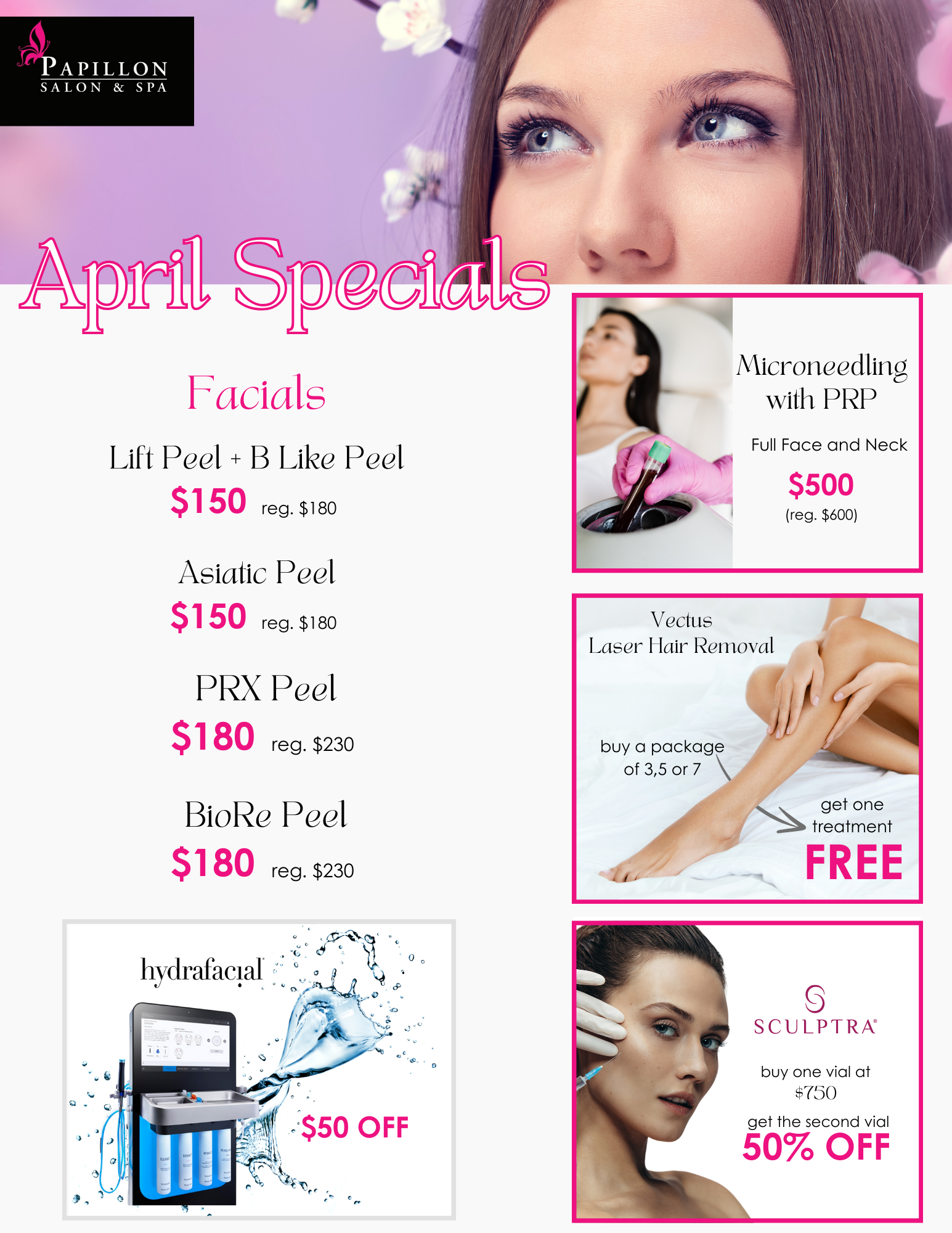 Special Offers for a top skin treatments at Papillon Salon & MedSpa