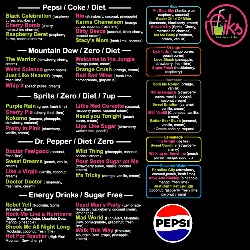 Menu — Get Your Fiks - Premium Soda