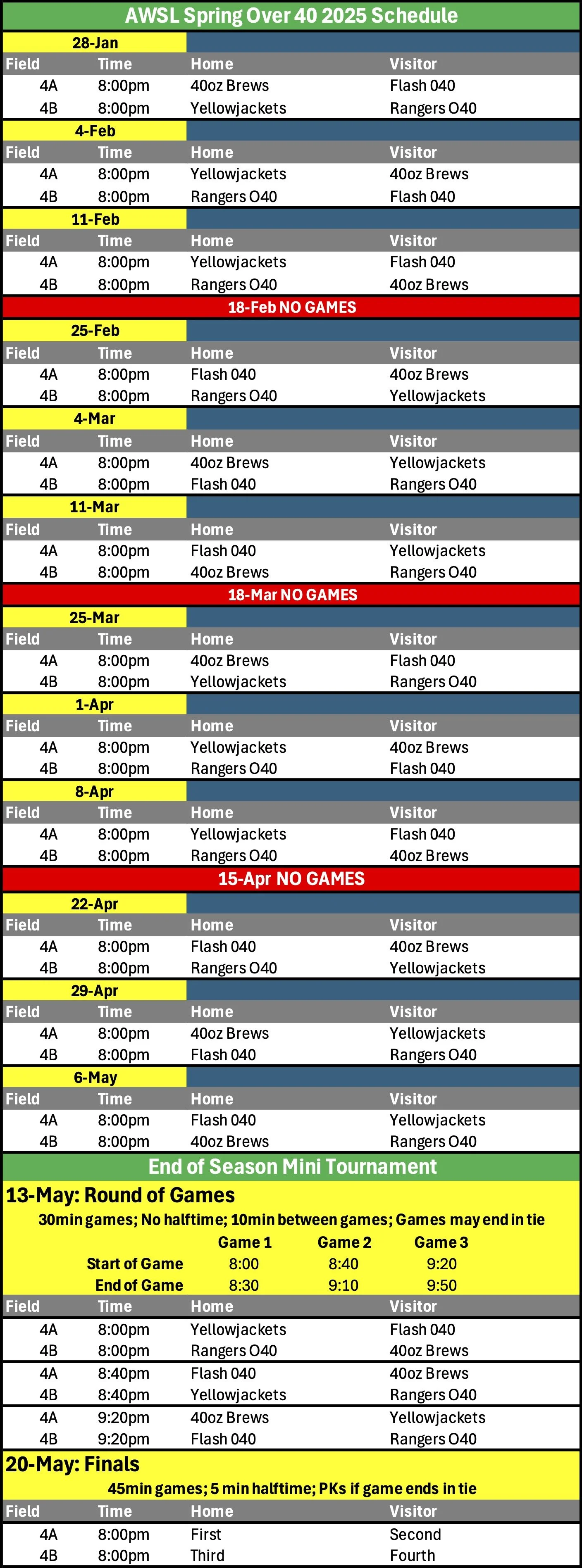 Tuesday Games — Austin Women's Soccer League