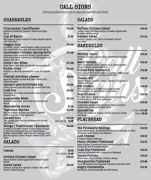 Menu — Call Signs