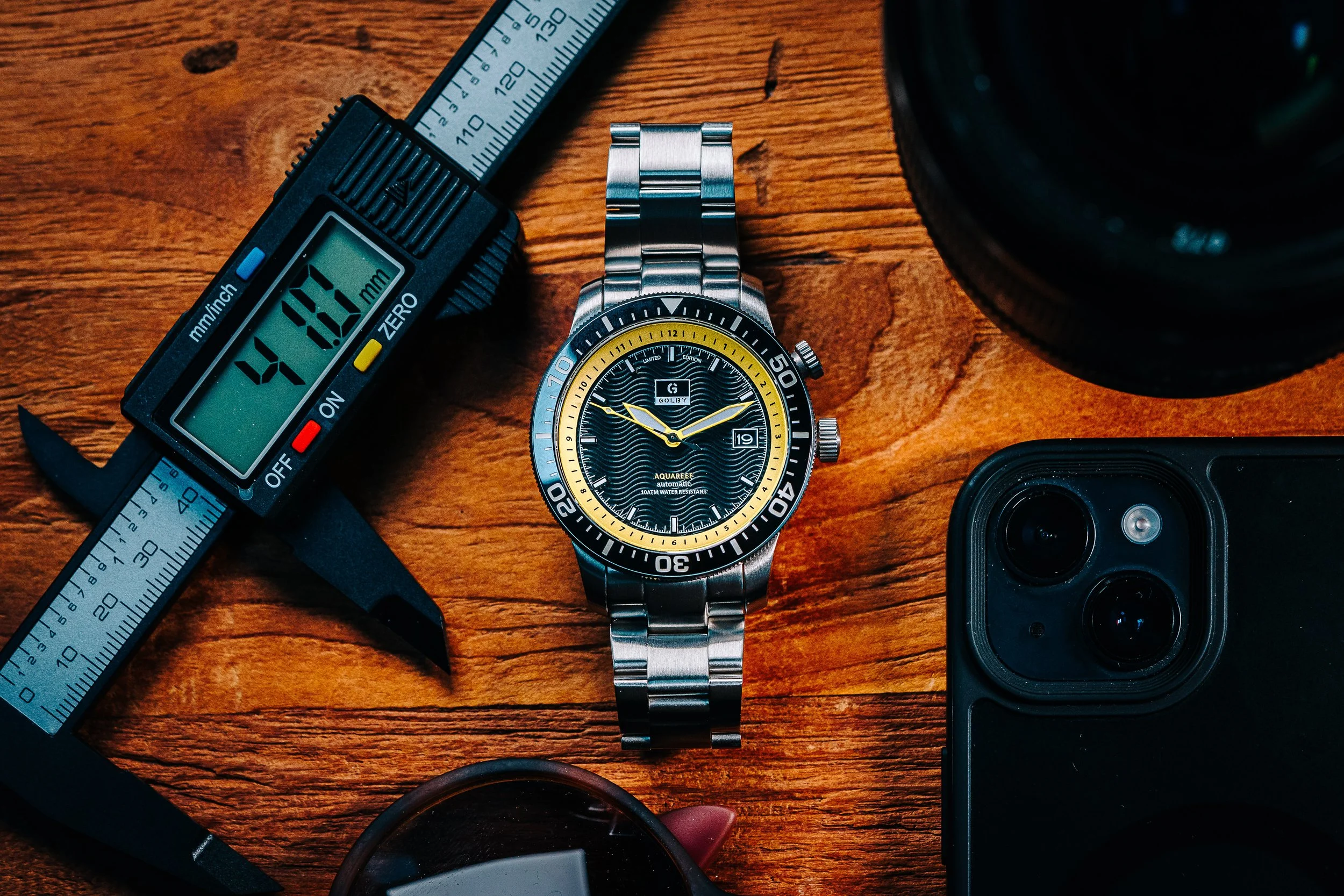 Black Yellow Aquareef Limited Edition Dive Watch UK Microbrand — Golby ...