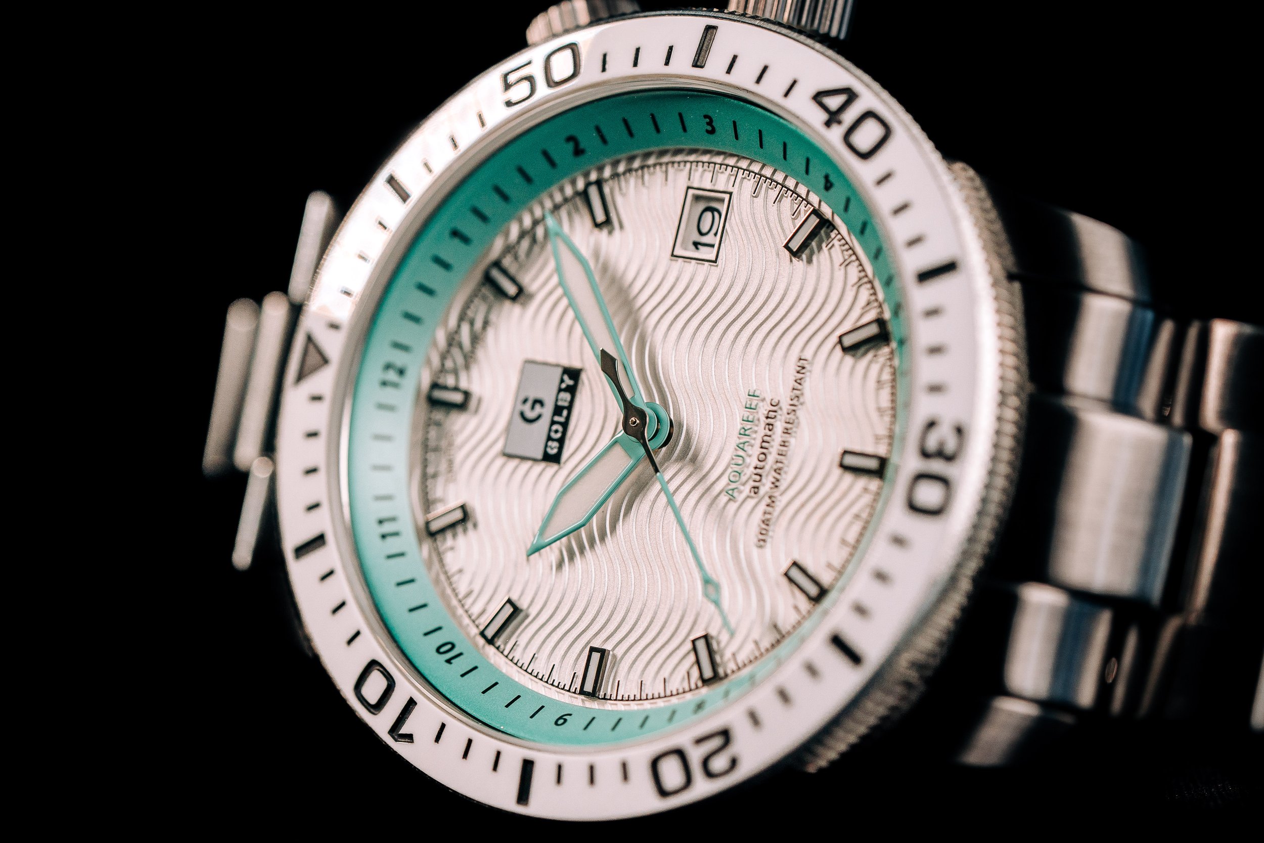 White & Teal Aquareef Dual Timer Watch — Golby Watches and Straps
