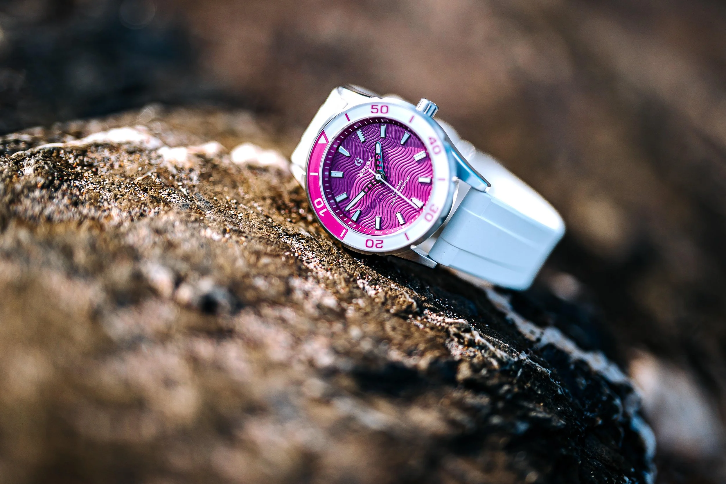 White & Teal Aquareef Dual Timer Watch — Golby Watches and Straps