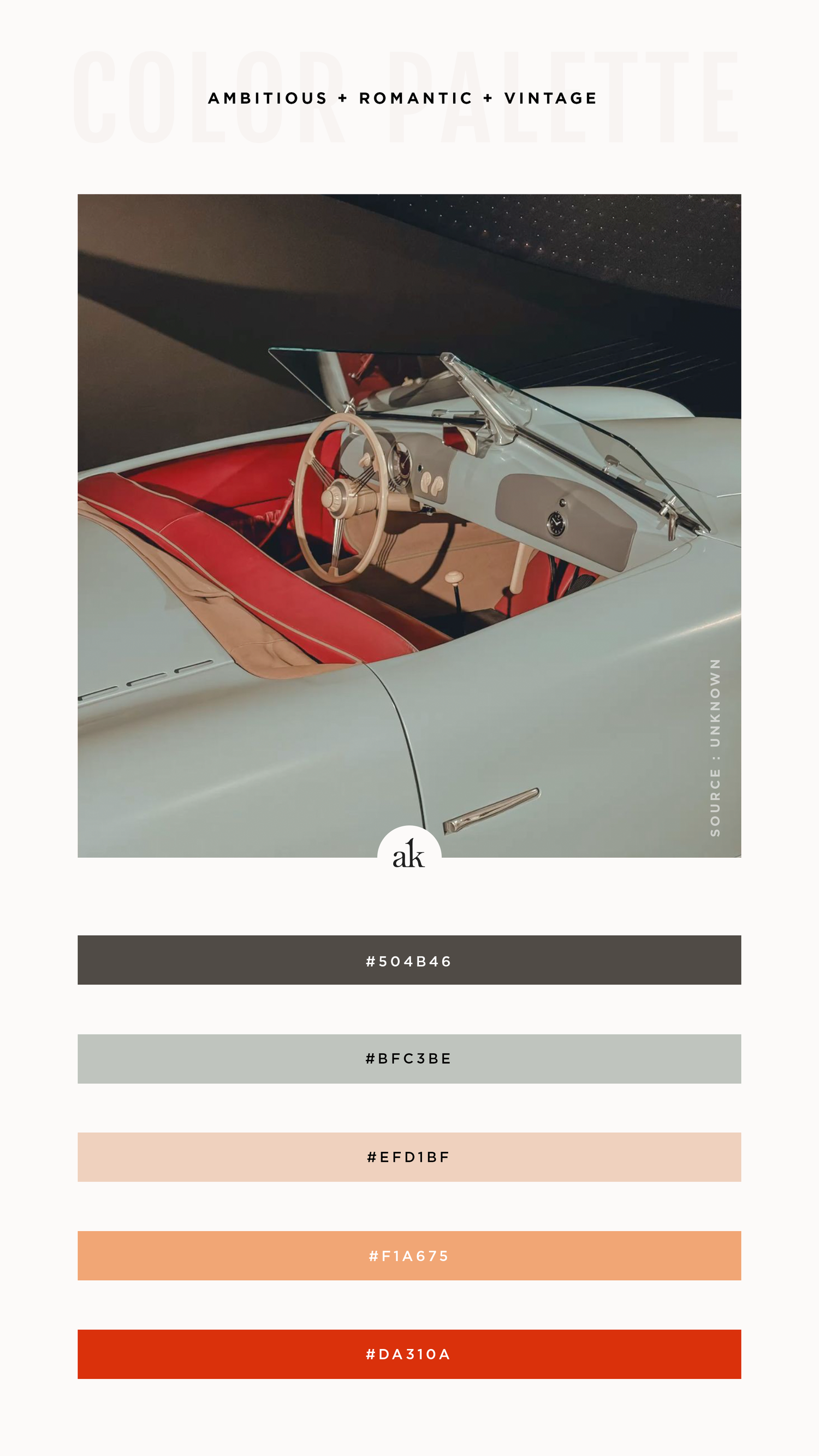 a classic-car-inspired color palette | Akula Kreative