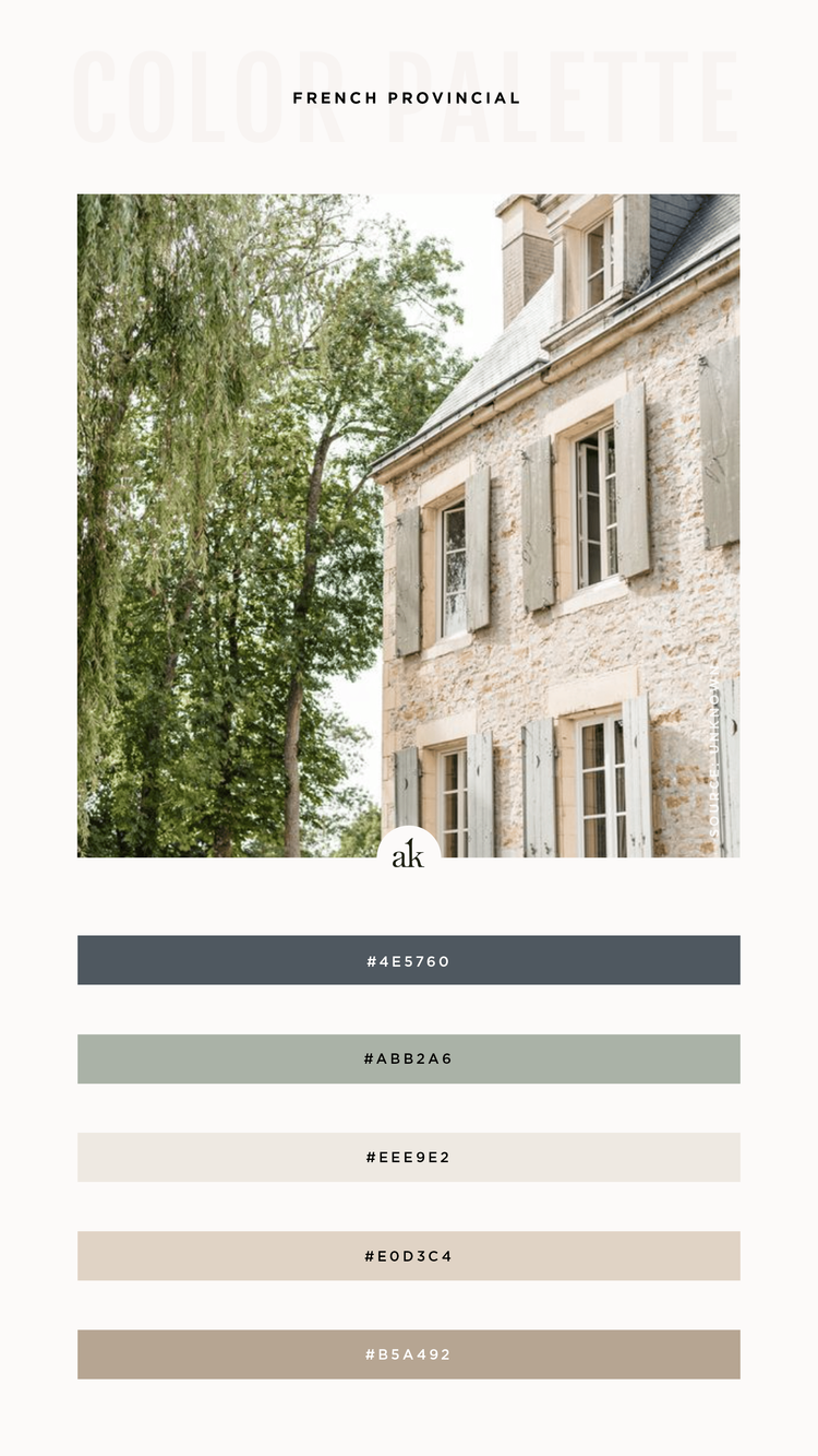 French Provincial Color Palette: Soft Blue-Gray, Sage, and Stone ...