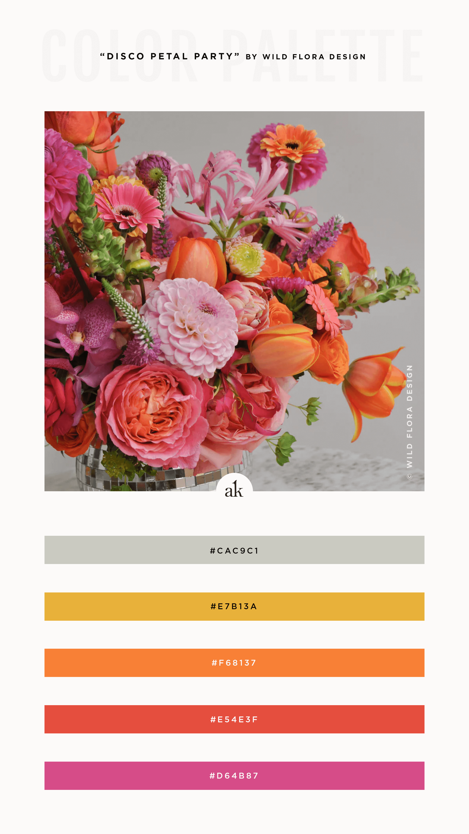 a bright red, pink, and orange floral color palette | Akula Kreative