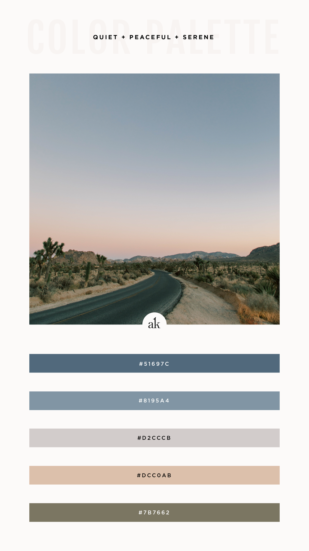 a serene, desert-sky-inspired color palette | Akula Kreative
