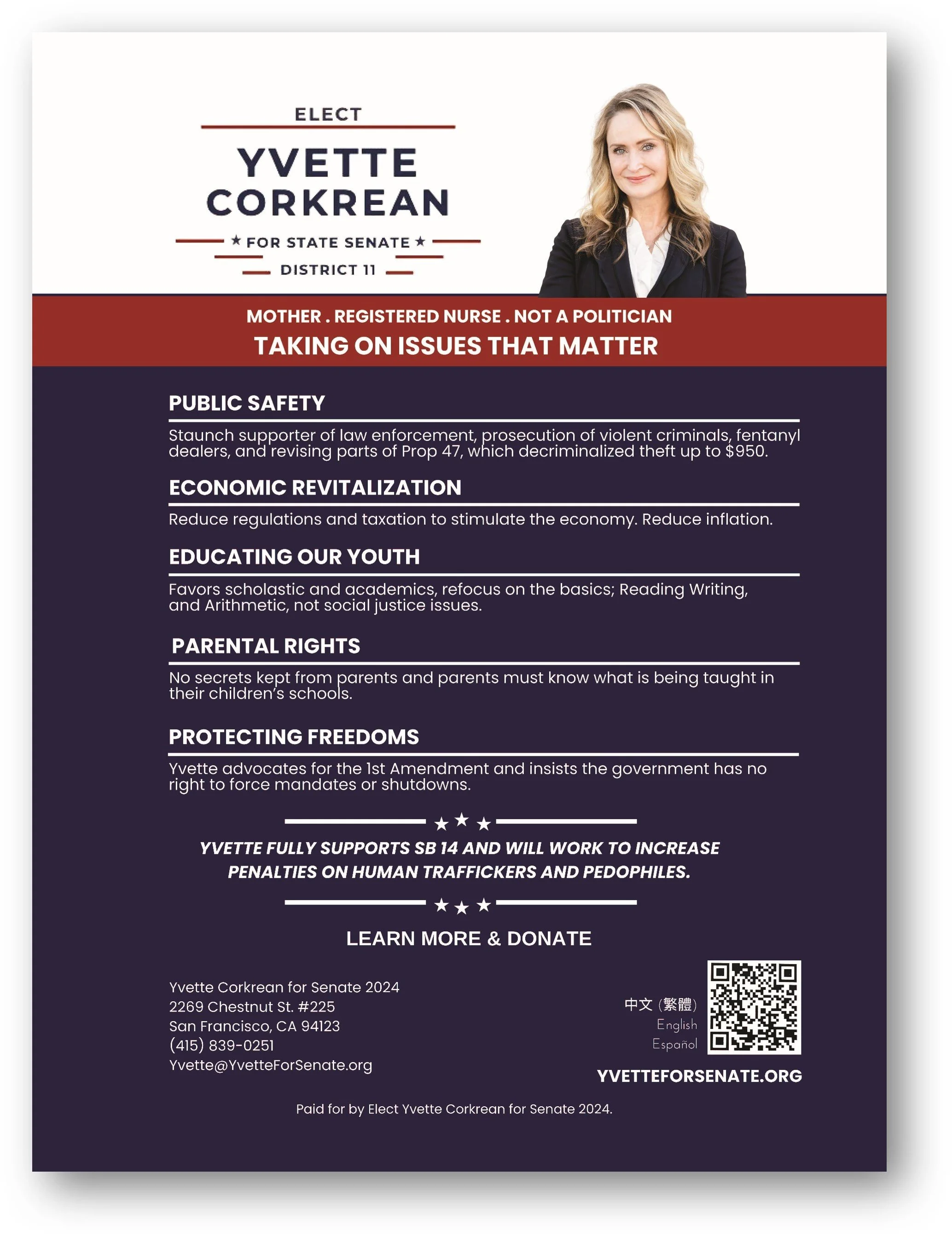 Issues — Yvette Corkrean for Senate