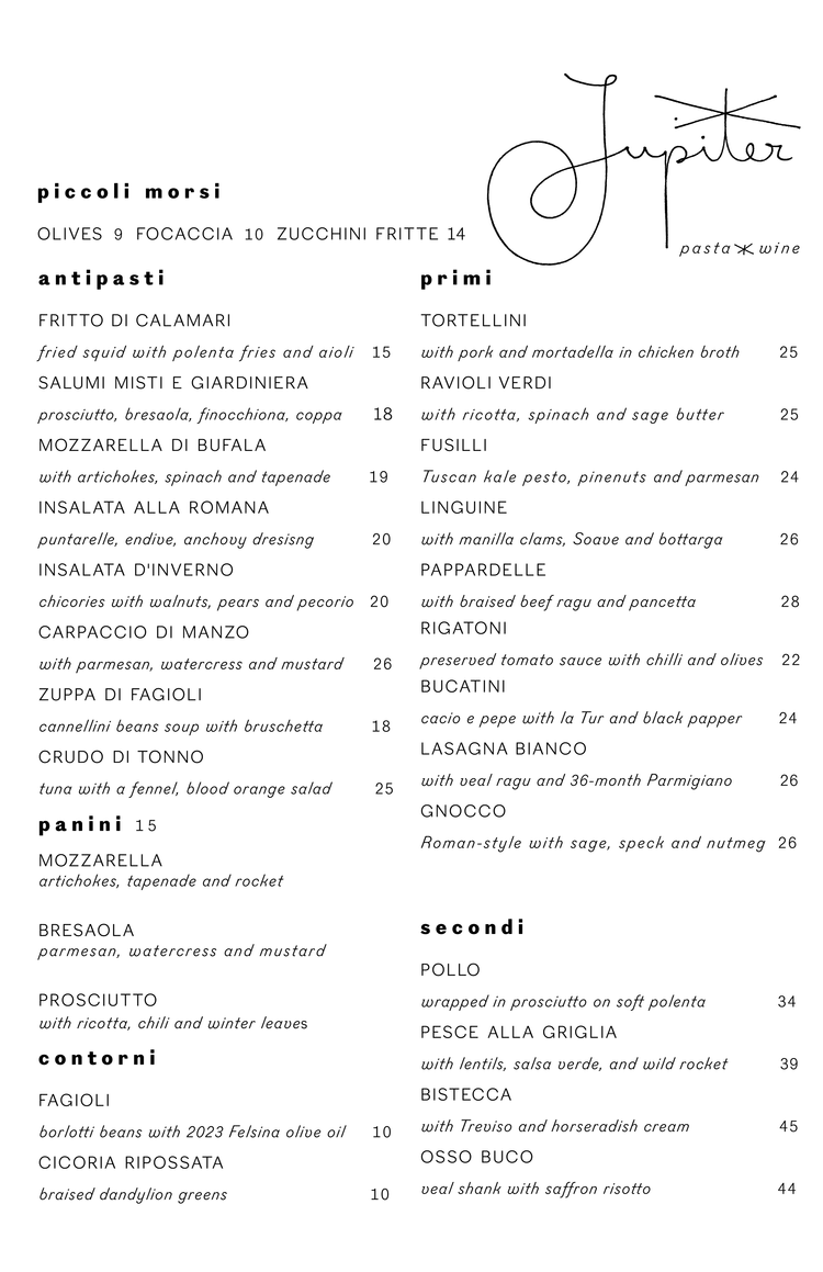 Menu — Jupiter