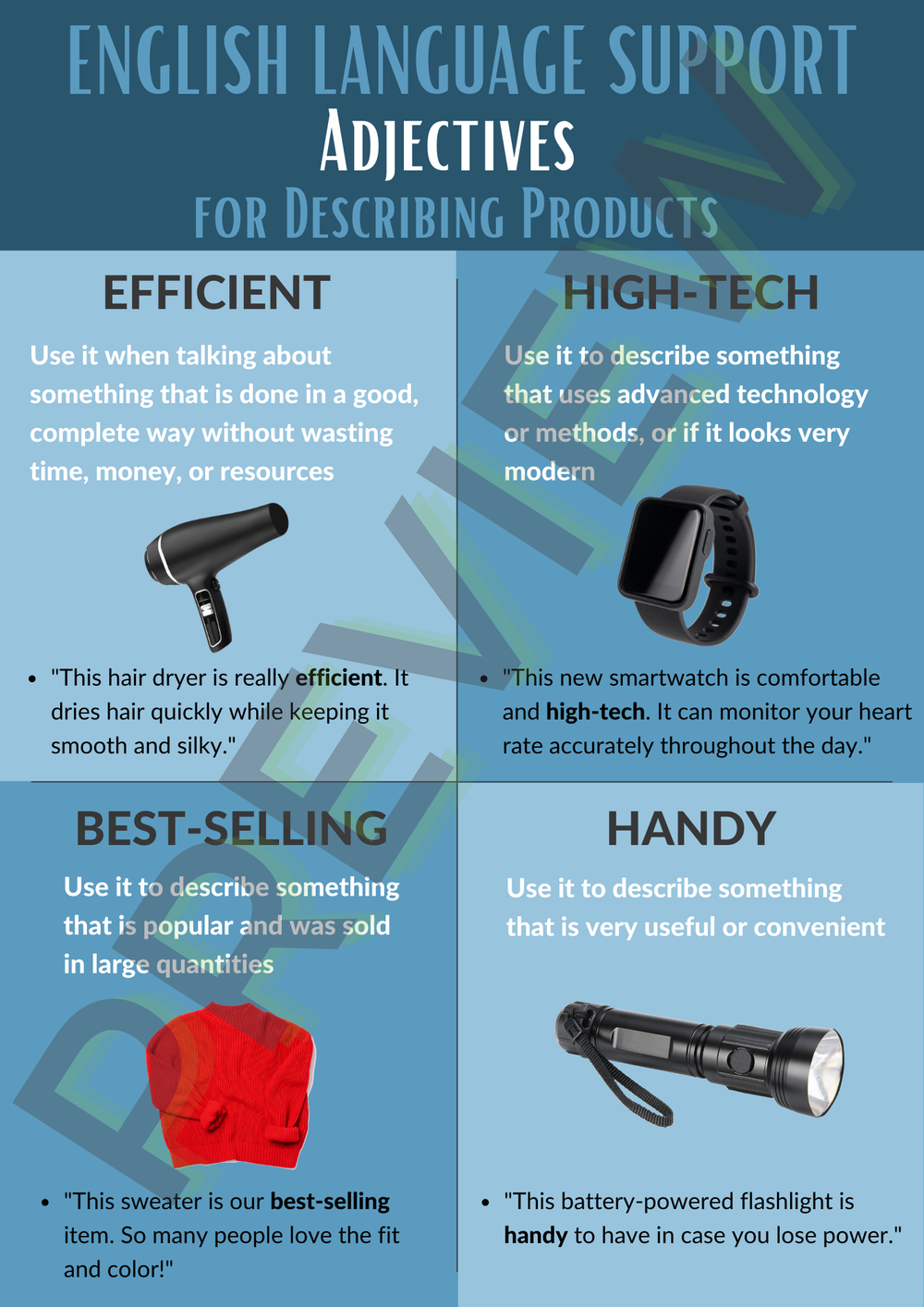 English Language Support - Adjectives for Describing Retail Products ...