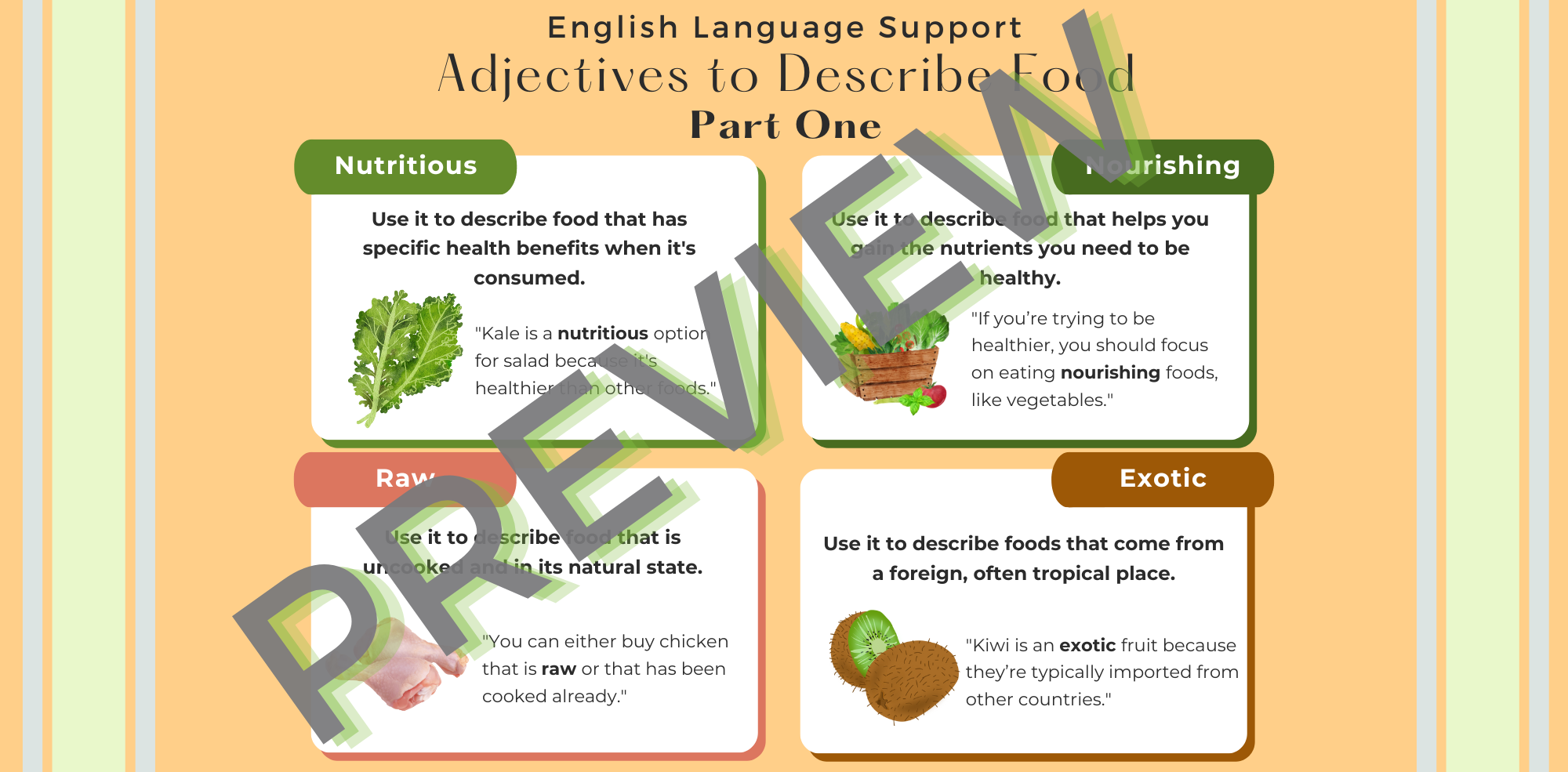 English Language Support - Adjectives for Describing Grocery Products ...