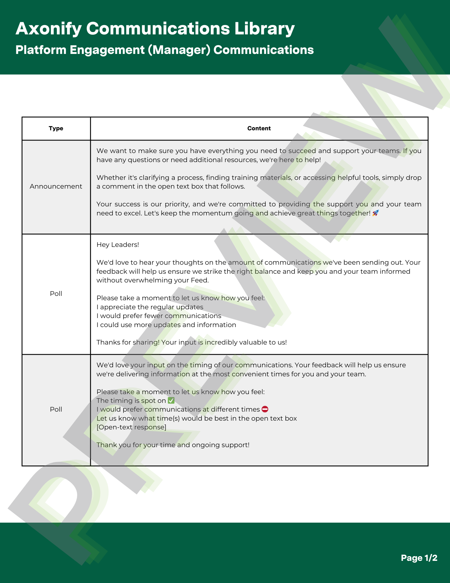 Platform Engagement (Manager) 📢 — Axonify Content Marketplace