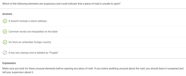 Identifying Suspicious Mail Packages — Axonify Content Marketplace