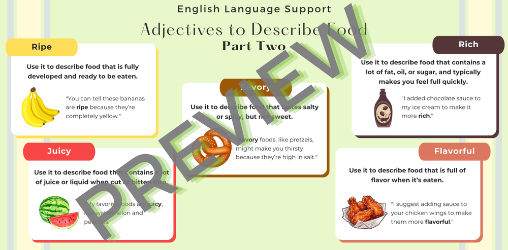 English Language Support - Adjectives for Describing Grocery Products ...