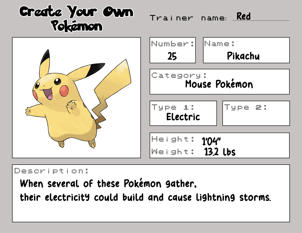 Create Your Own Pokémon — Evolution Panels