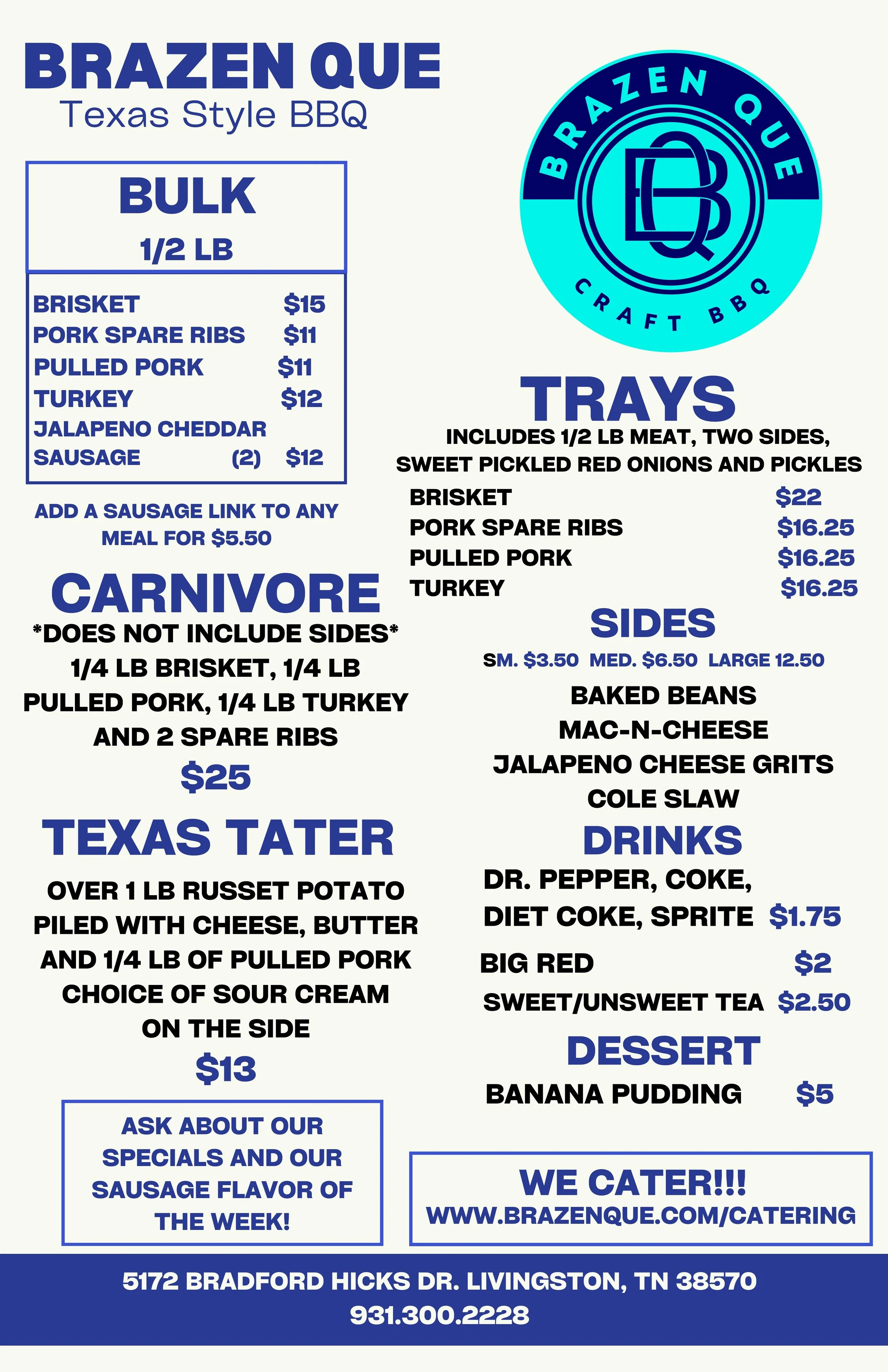 Menu — Brazen Que