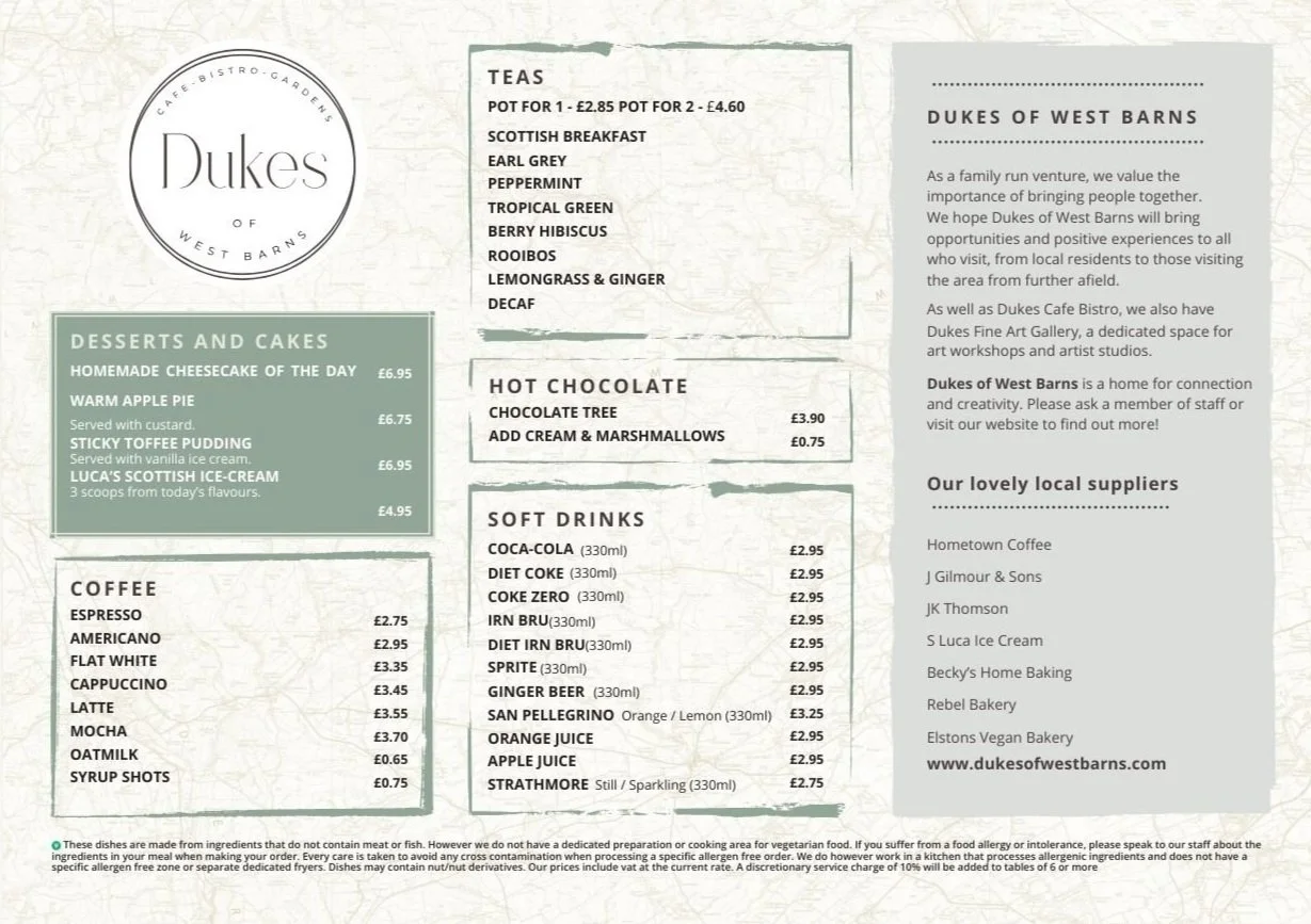 East Lothian Café Bistro for brunch, lunch and dinner — Dukes of West Barns