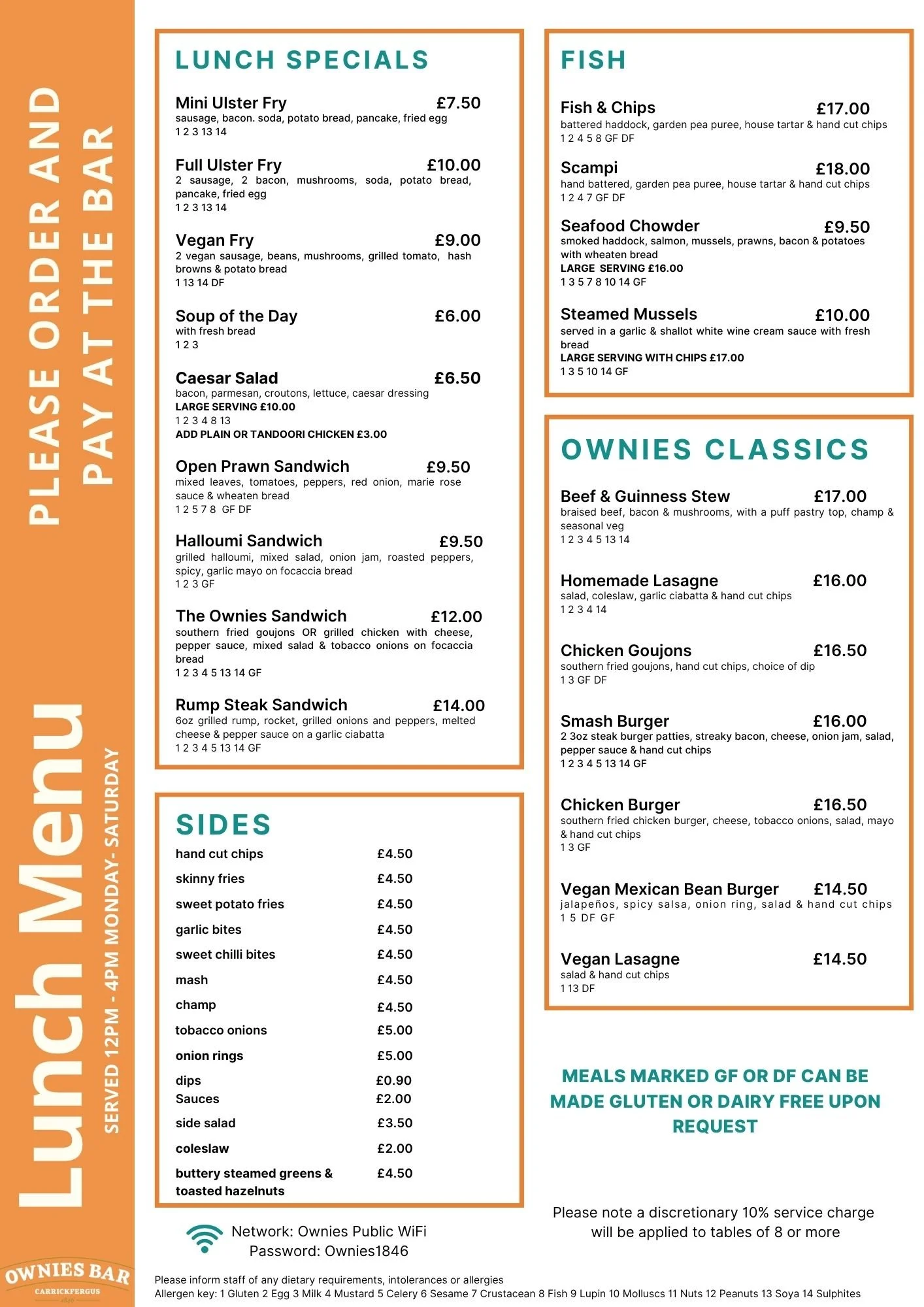 Lunch — Ownies Bar and Bistro