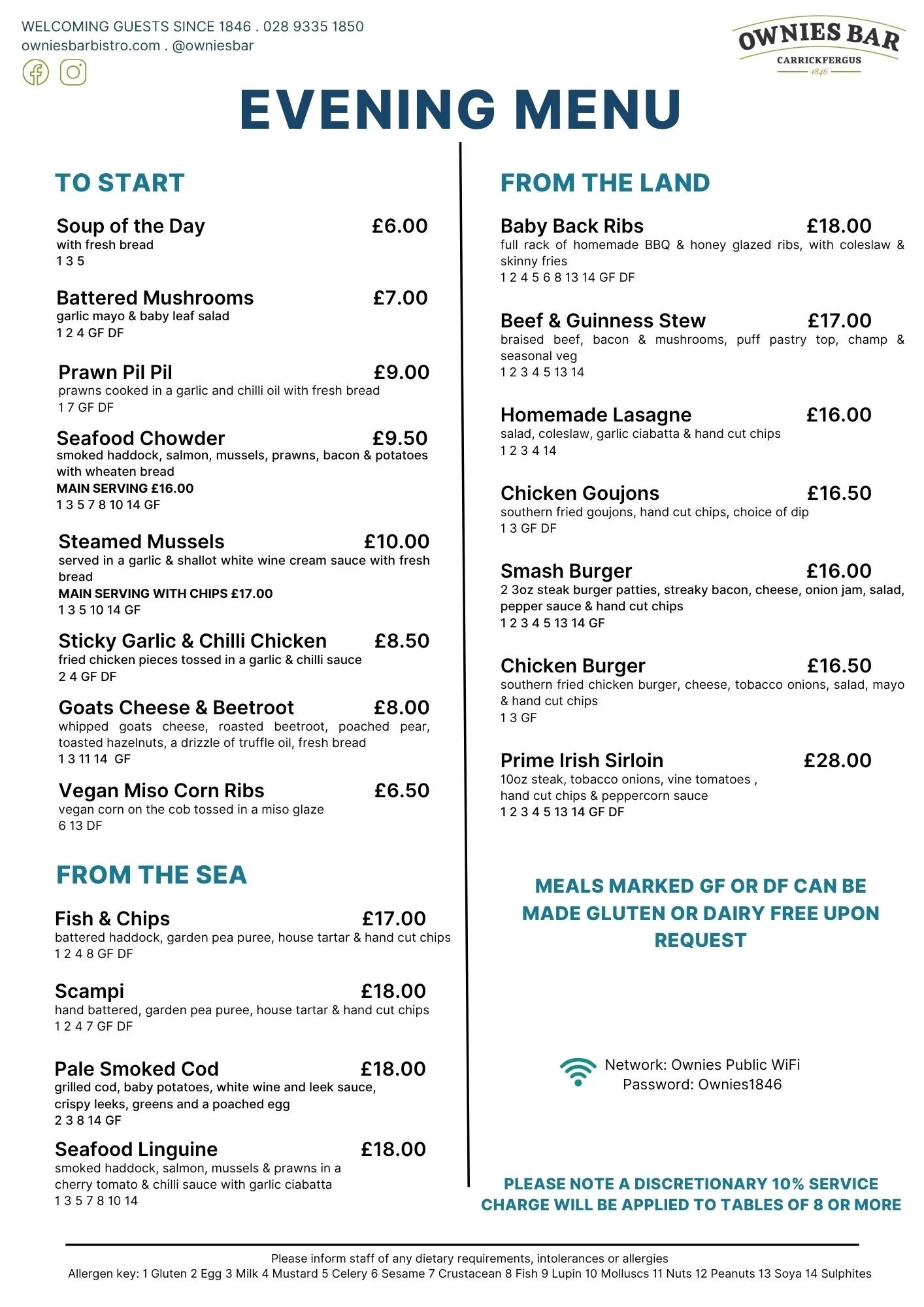 Dinner — Ownies Bar and Bistro